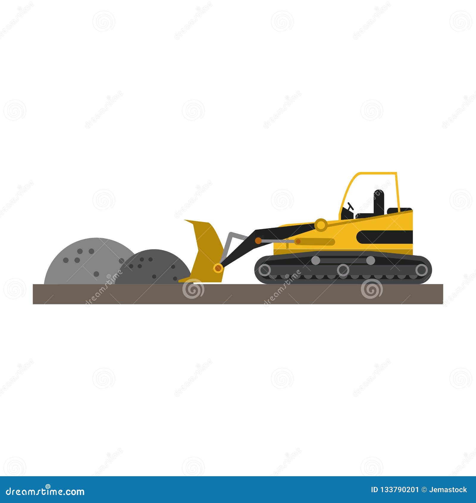 Backhoe loading gravel stock vector. Illustration of digger - 133790201