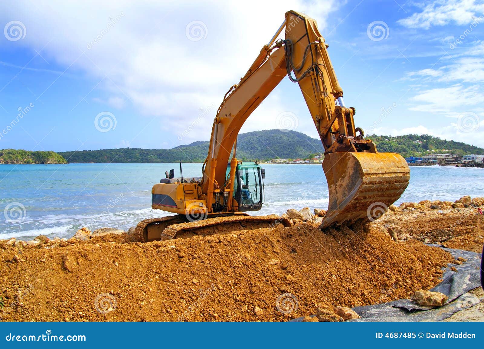Backhoe moving soil stock image. Image of engineering - 4687485