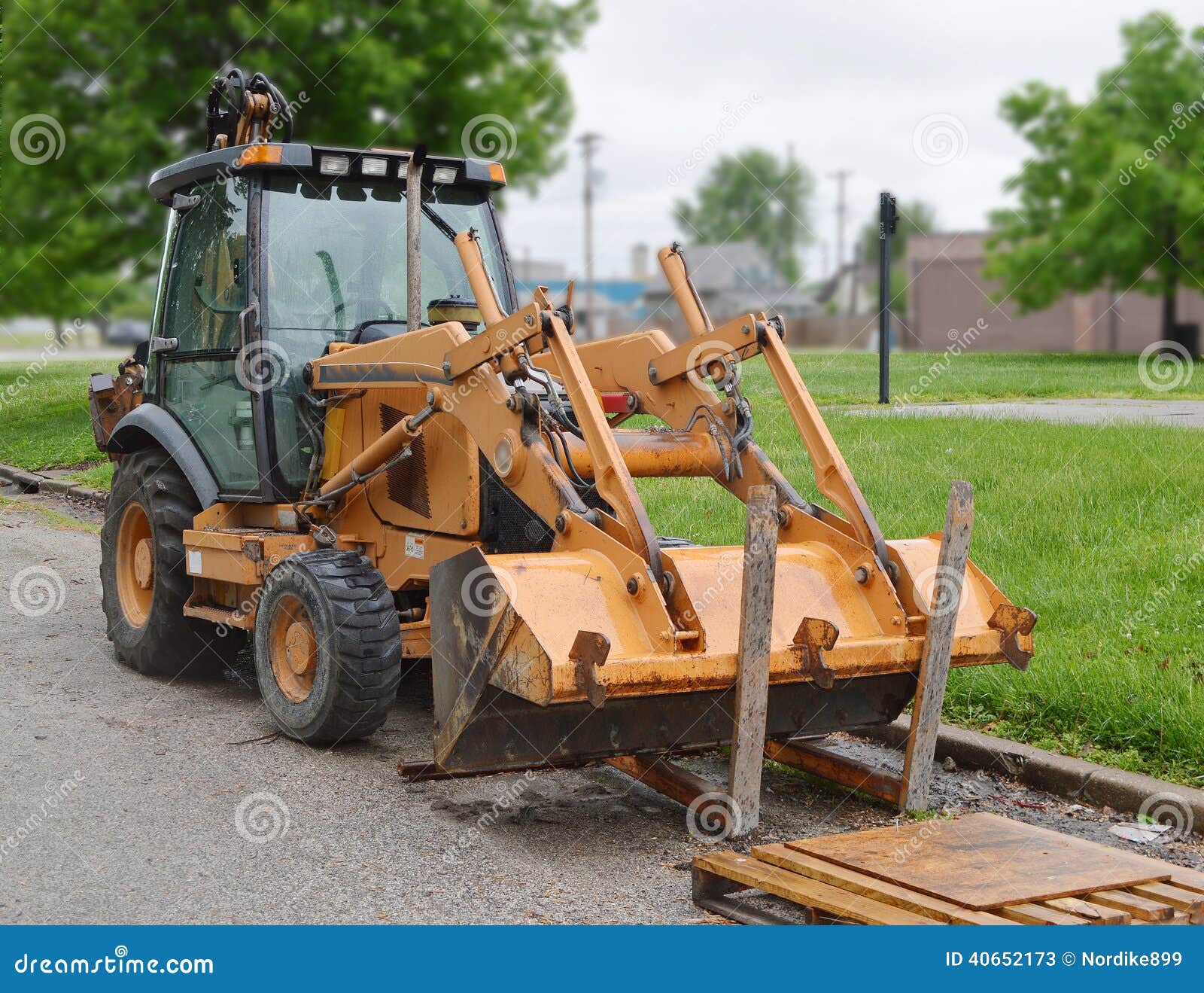 Backhoe stock image. Image of pallet, parked, road, shovel - 40652173
