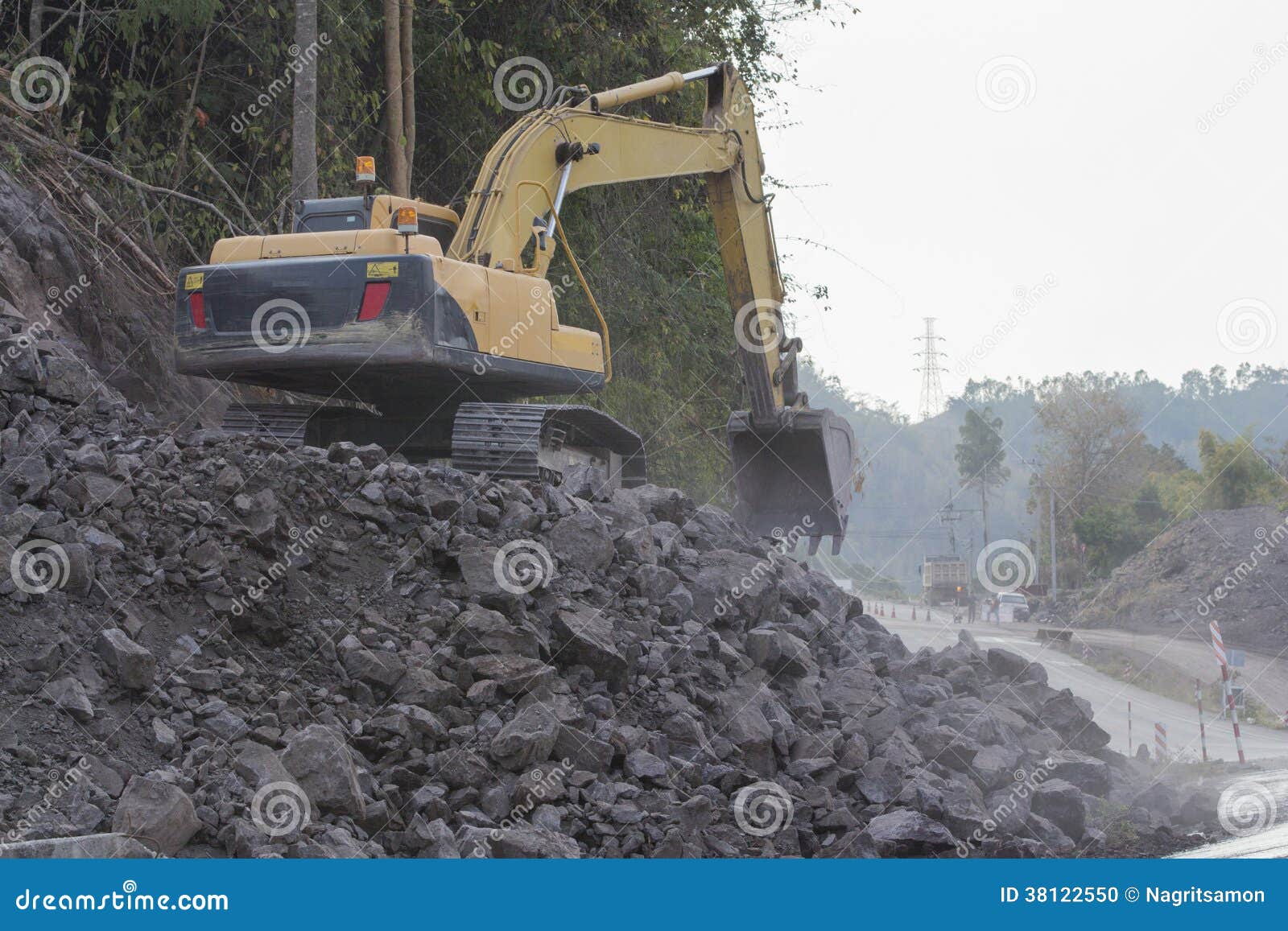 Backhoe:Road Construction in Mountains Khao Kho Ph Stock Photo - Image ...