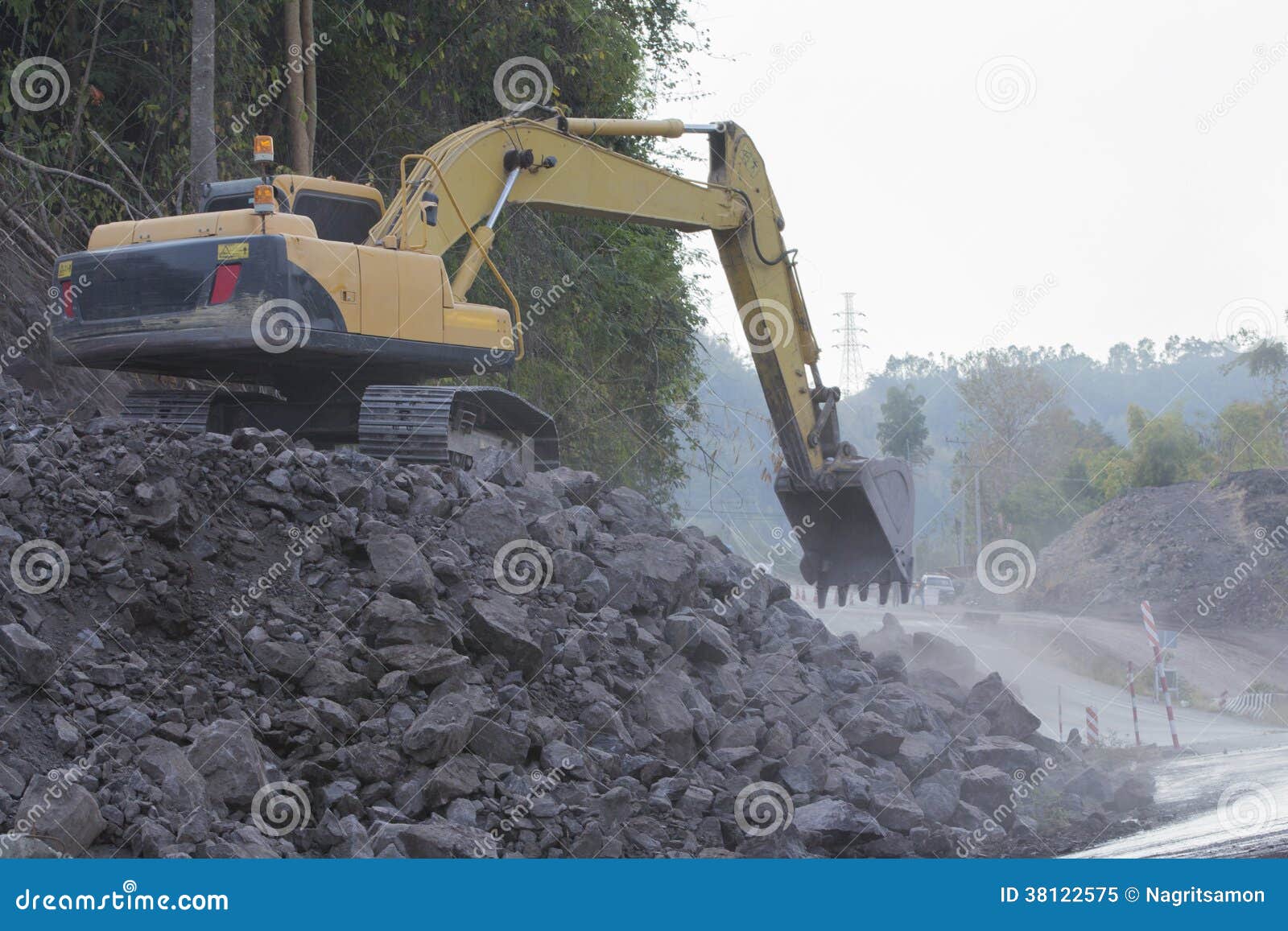 Backhoe:Road Construction in Mountains Khao Kho Phetchaboon Stock Image ...