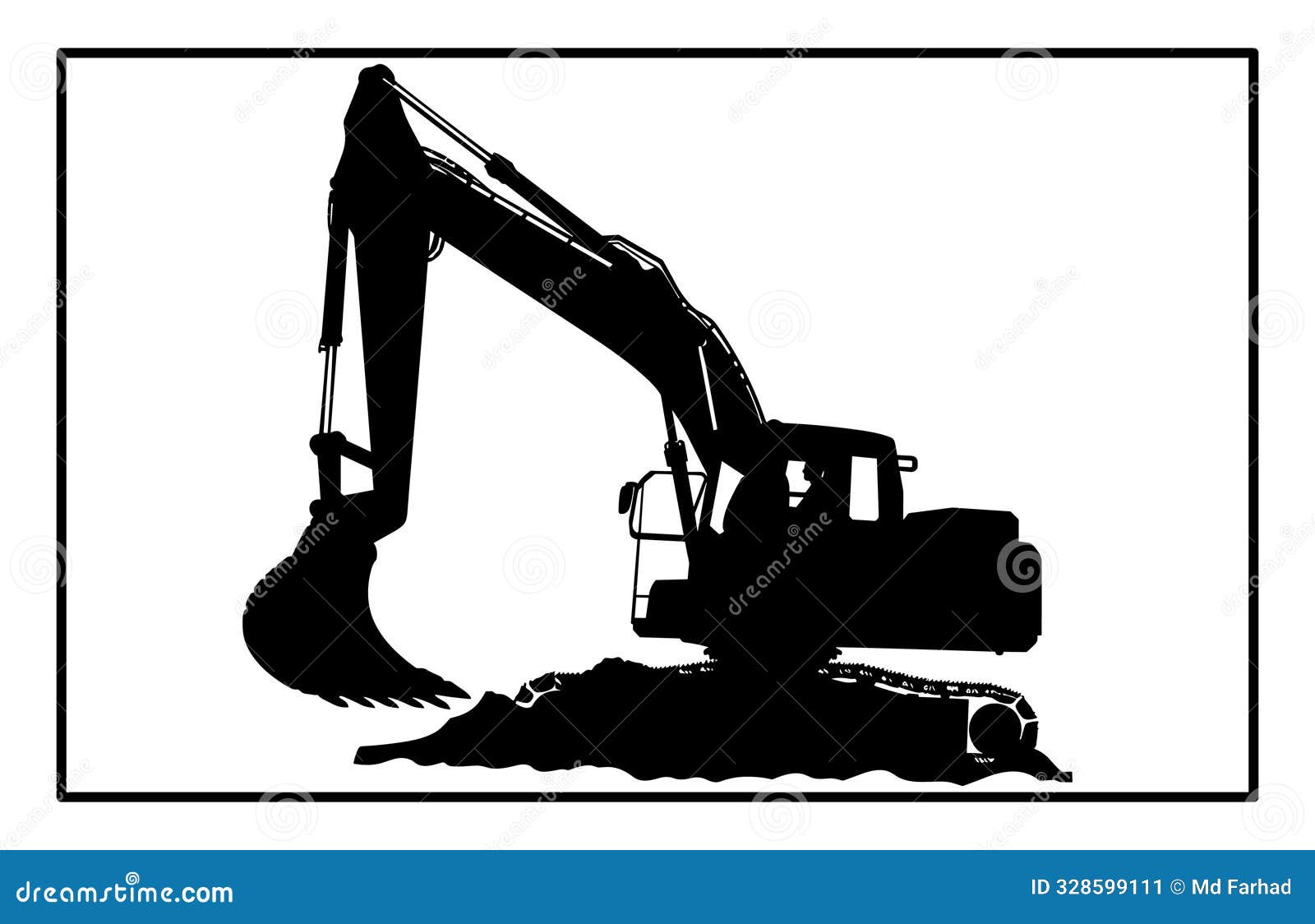 Backhoe Silhouette - Heavy Equipment Illustration and Construction ...