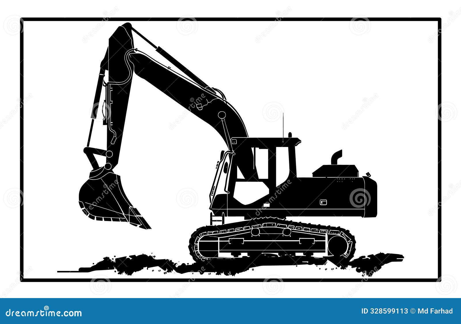 Backhoe Silhouette - Heavy Equipment Illustration and Construction ...