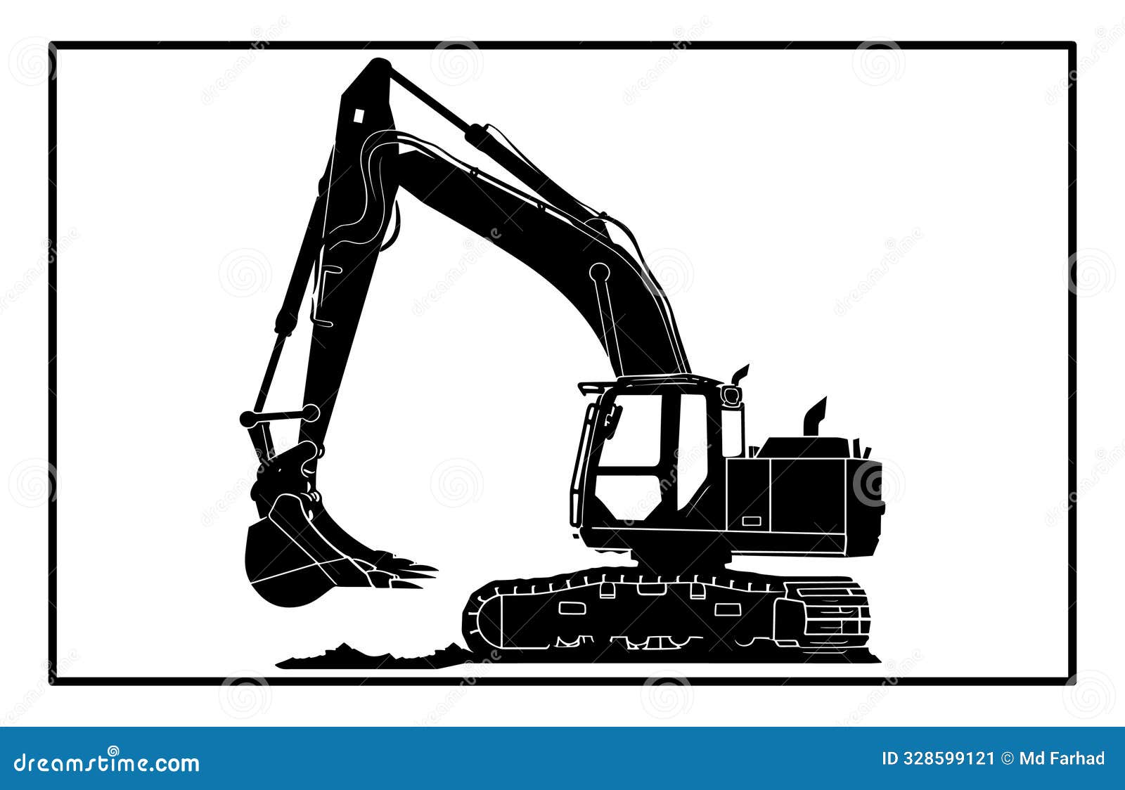 Backhoe Silhouette - Heavy Equipment Illustration and Construction ...