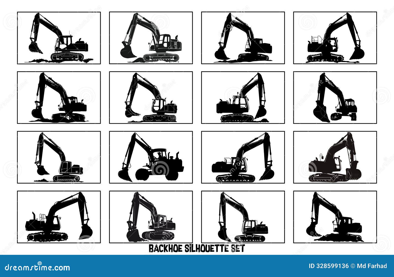 Backhoe Silhouette - Heavy Equipment Illustration and Construction ...