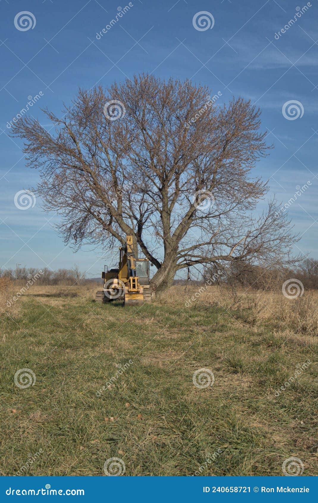Backhoe Sitting in a Grassy Field Stock Image - Image of colorful ...