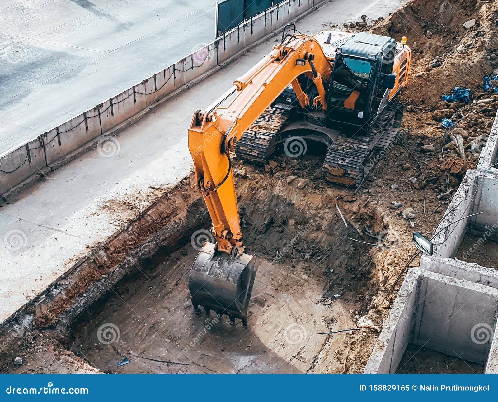 WheelÂ loader stock image. Image of grader, excavate - 158829165