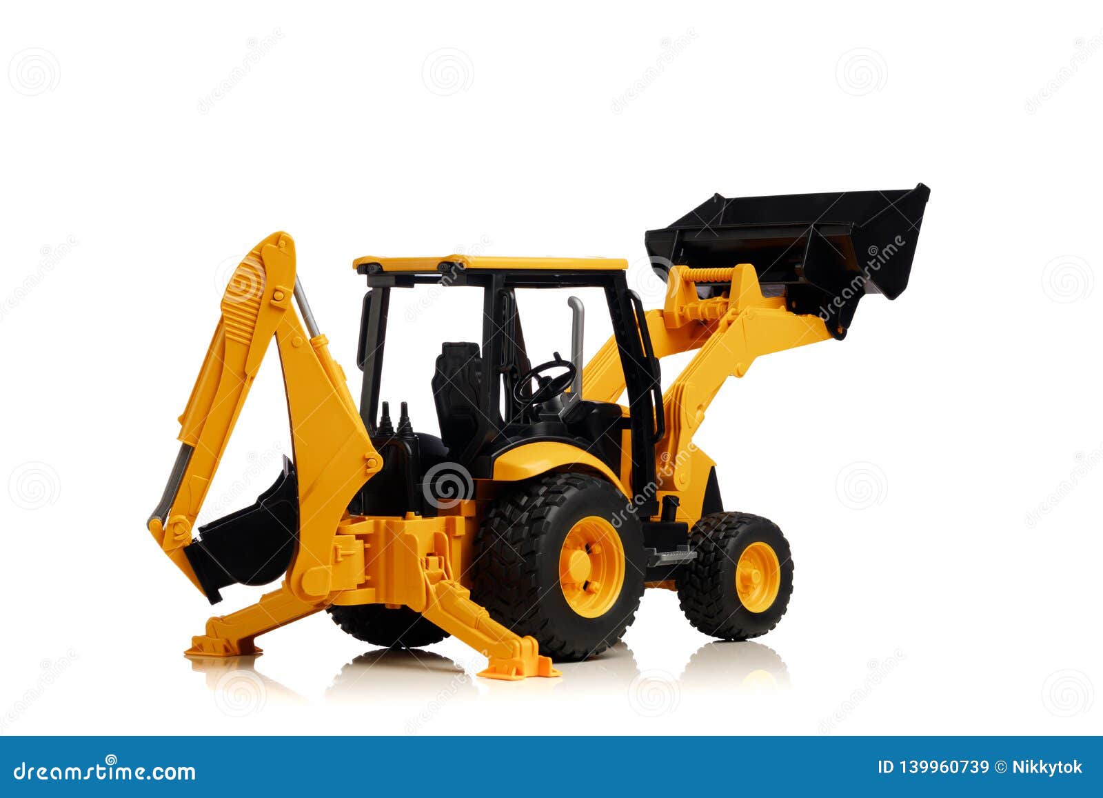 Backhoe Tractor Toy on White Stock Image - Image of large, game: 139960739