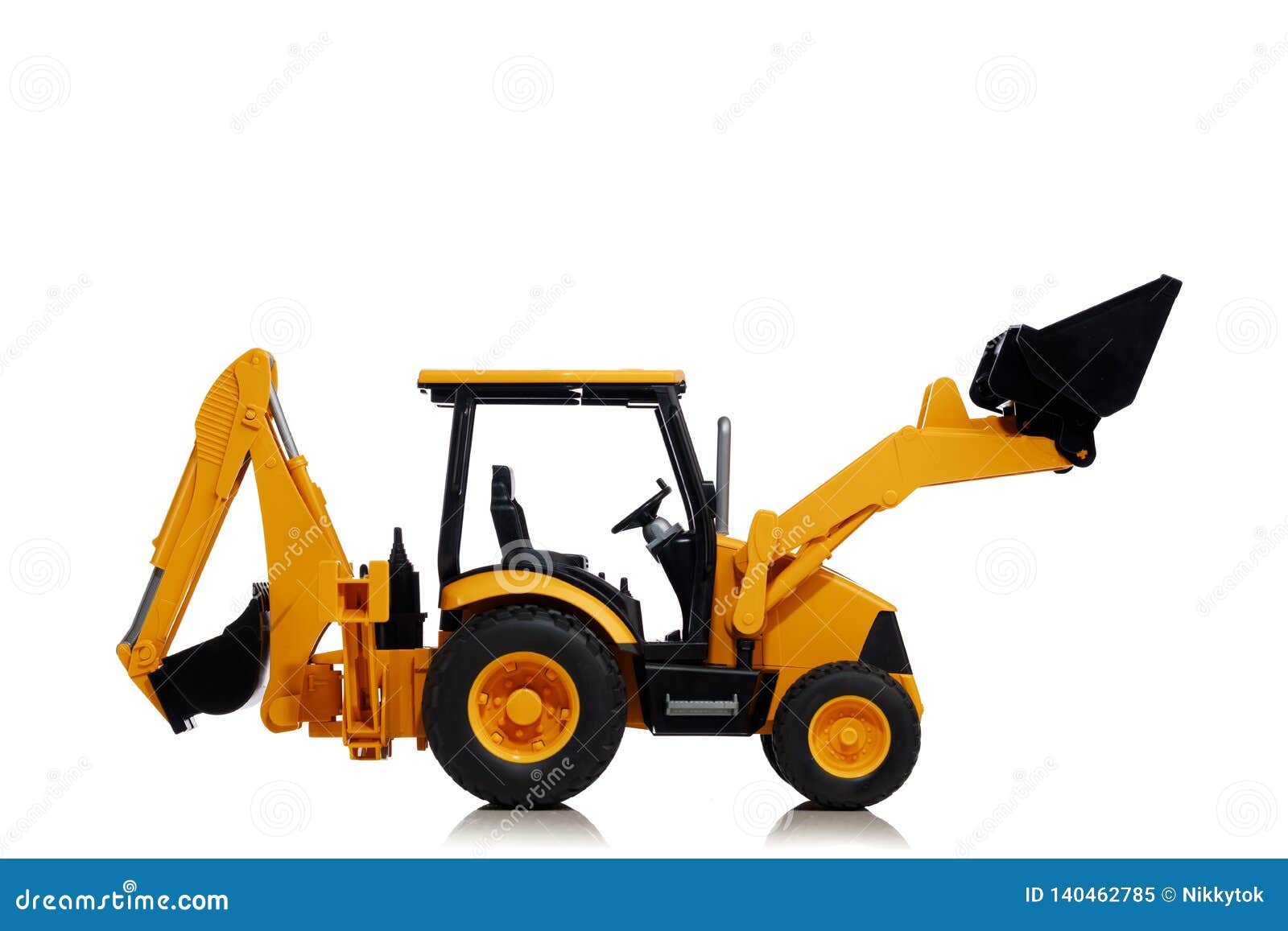 Backhoe Tractor Toy on White Stock Image - Image of digger, model ...