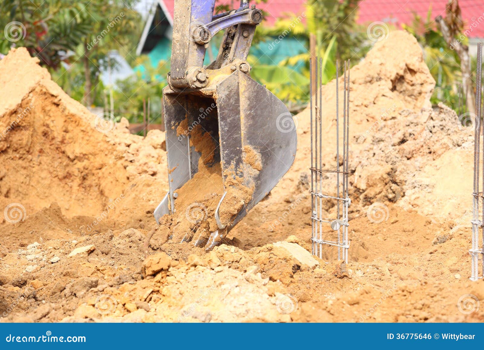 Backhoe Tractor Works on a Construction Site Stock Photo - Image of ...