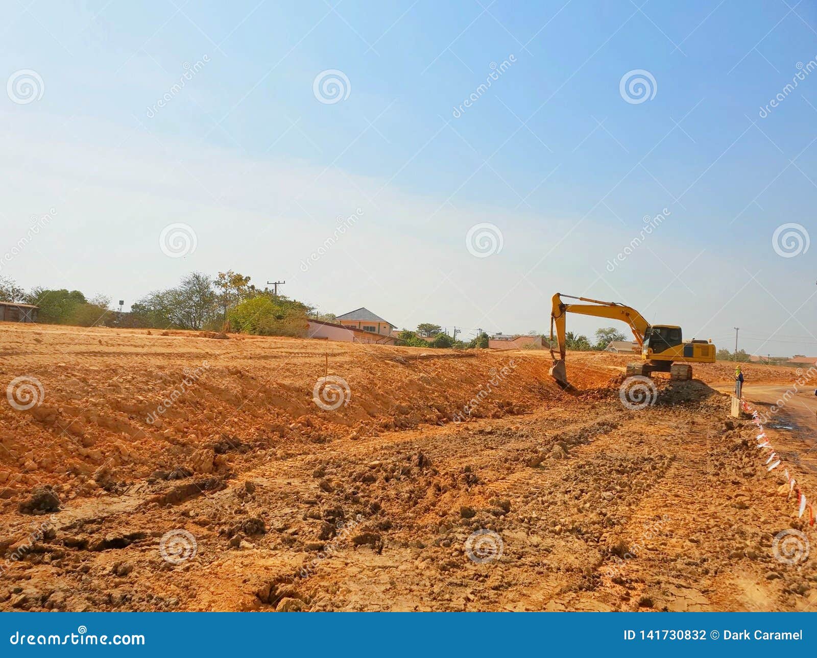 Sand and Soil of Construction Site Stock Photo - Image of loader ...