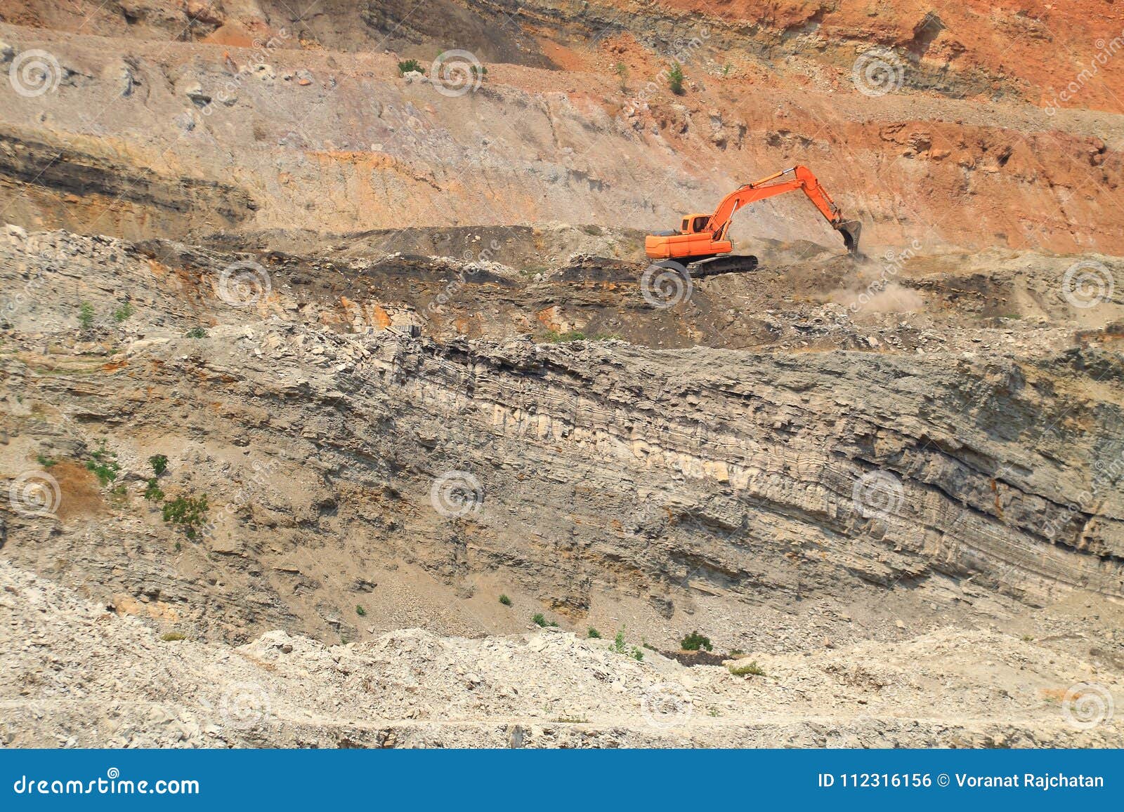 Backhoe are working stock photo. Image of outdoor, rock - 112316156