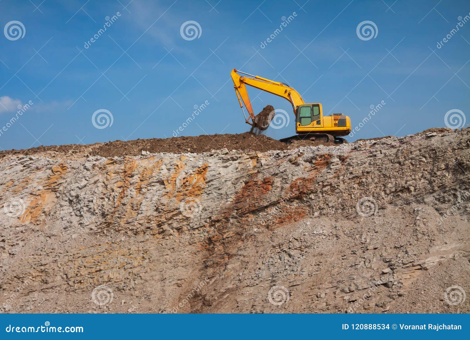Backhoe are working stock photo. Image of soil, land - 120888534