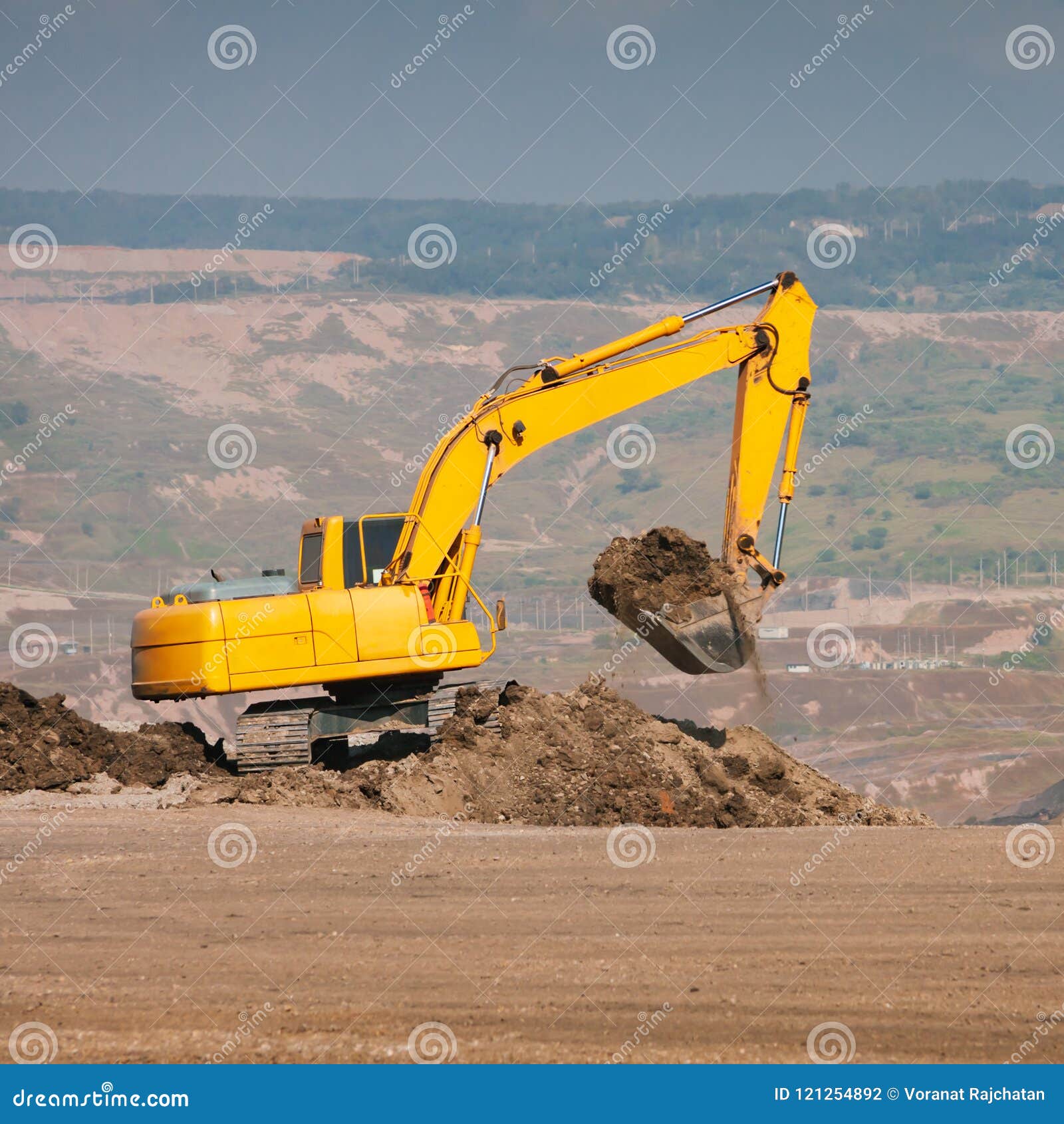 Backhoe are working stock photo. Image of excavator - 121254892