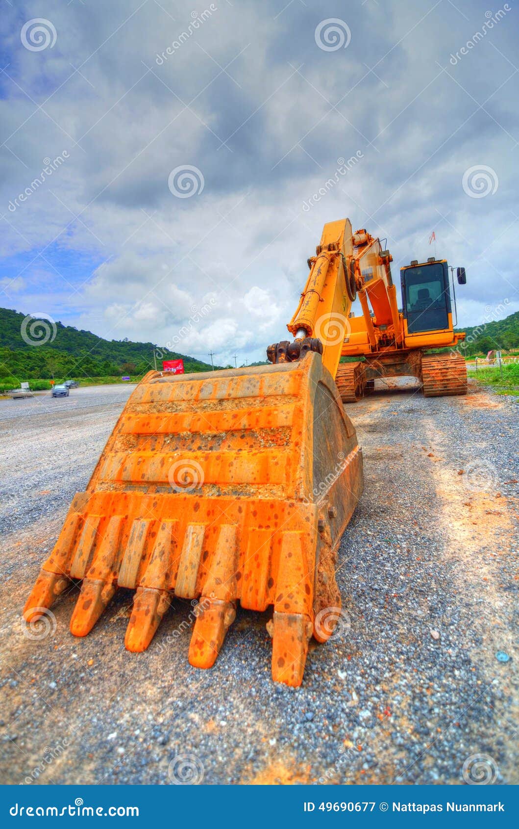 Backhoes stock image. Image of sand, ground, giant, orange - 49690677