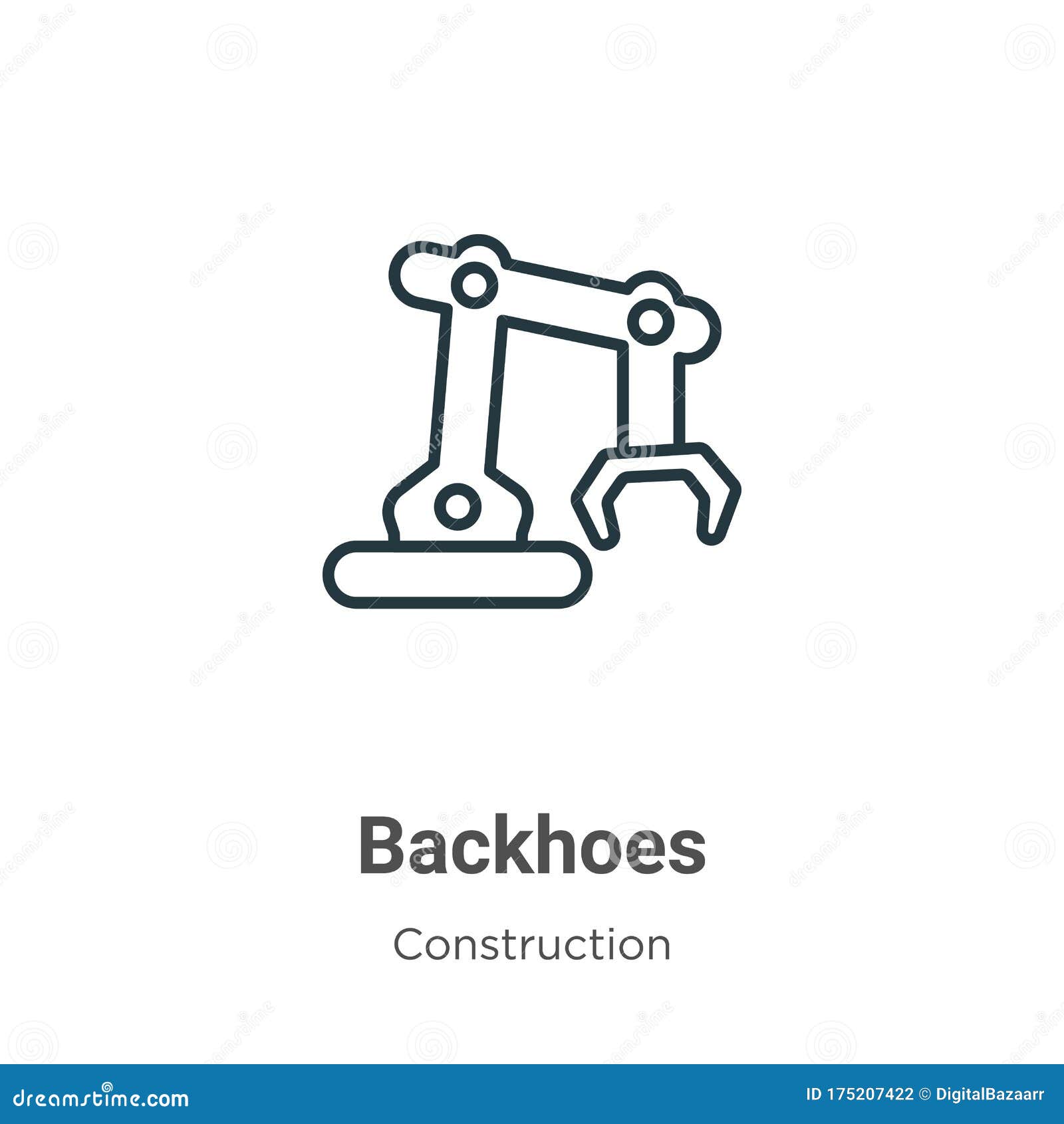 Backhoes Outline Vector Icon. Thin Line Black Backhoes Icon, Flat ...