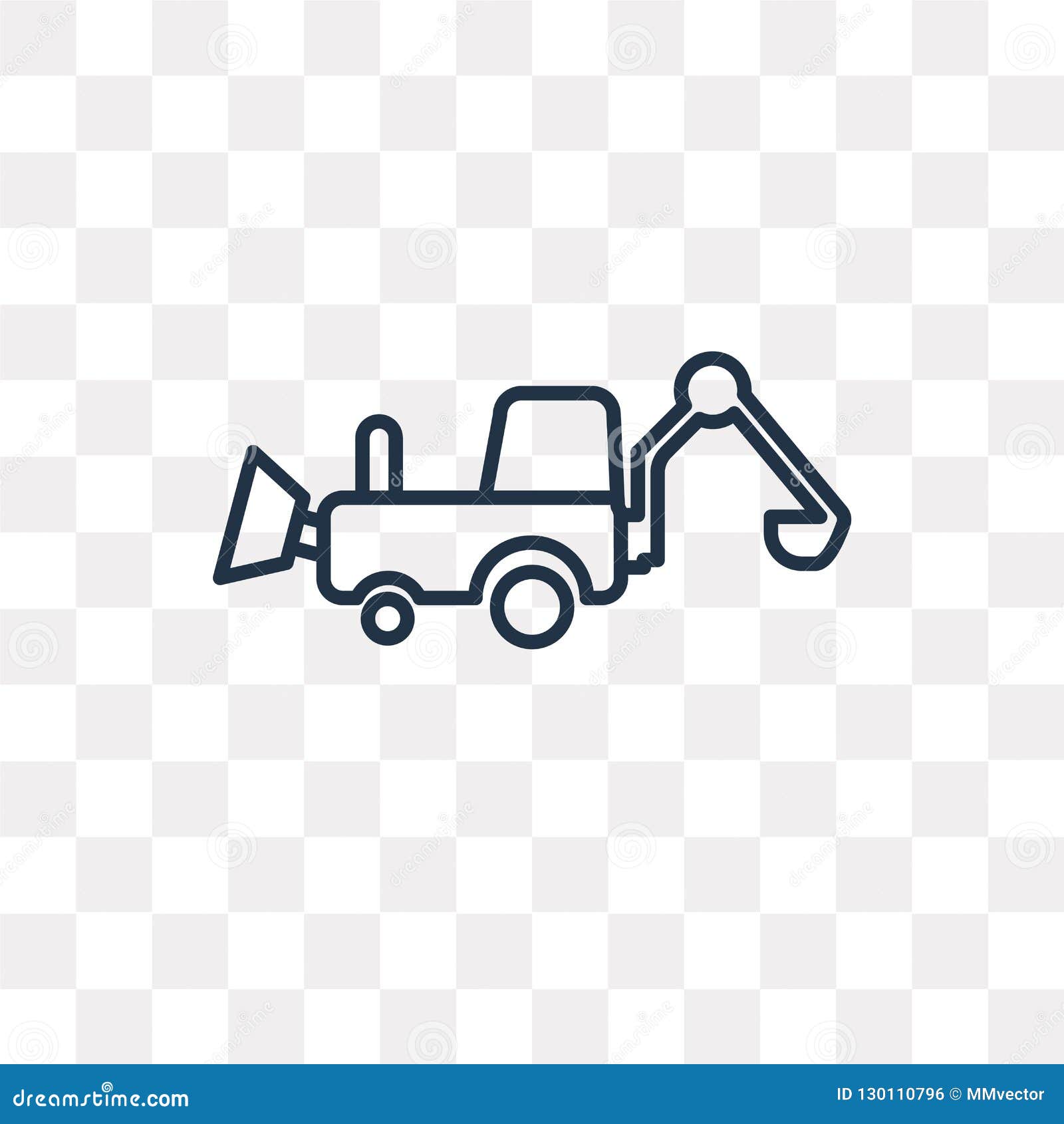 Backhoes Vector Icon Isolated On Transparent Background, Linear Stock ...