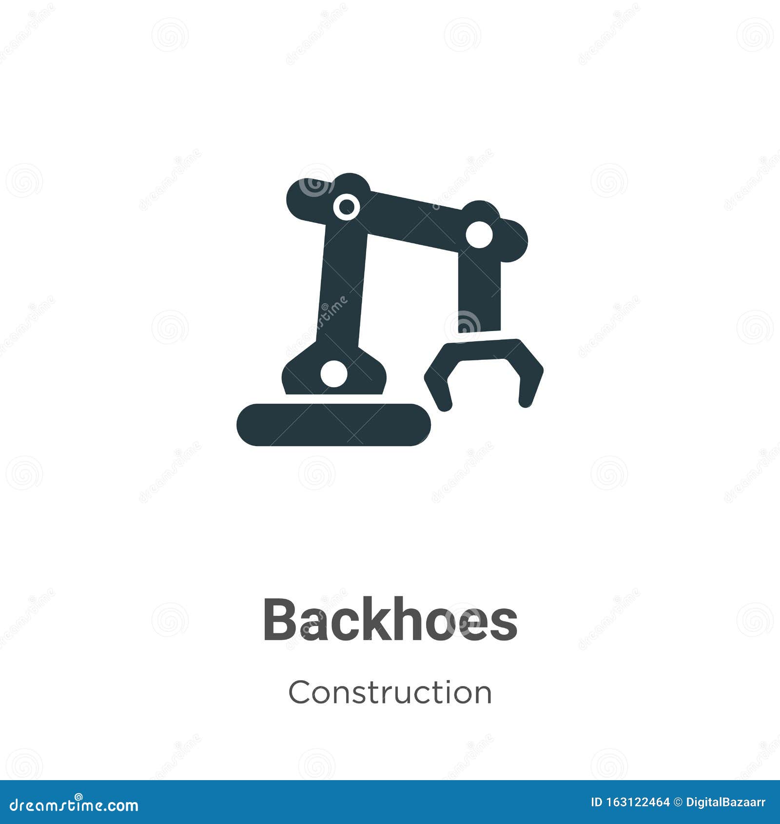 Backhoes Vector Icon on White Background. Flat Vector Backhoes Icon ...