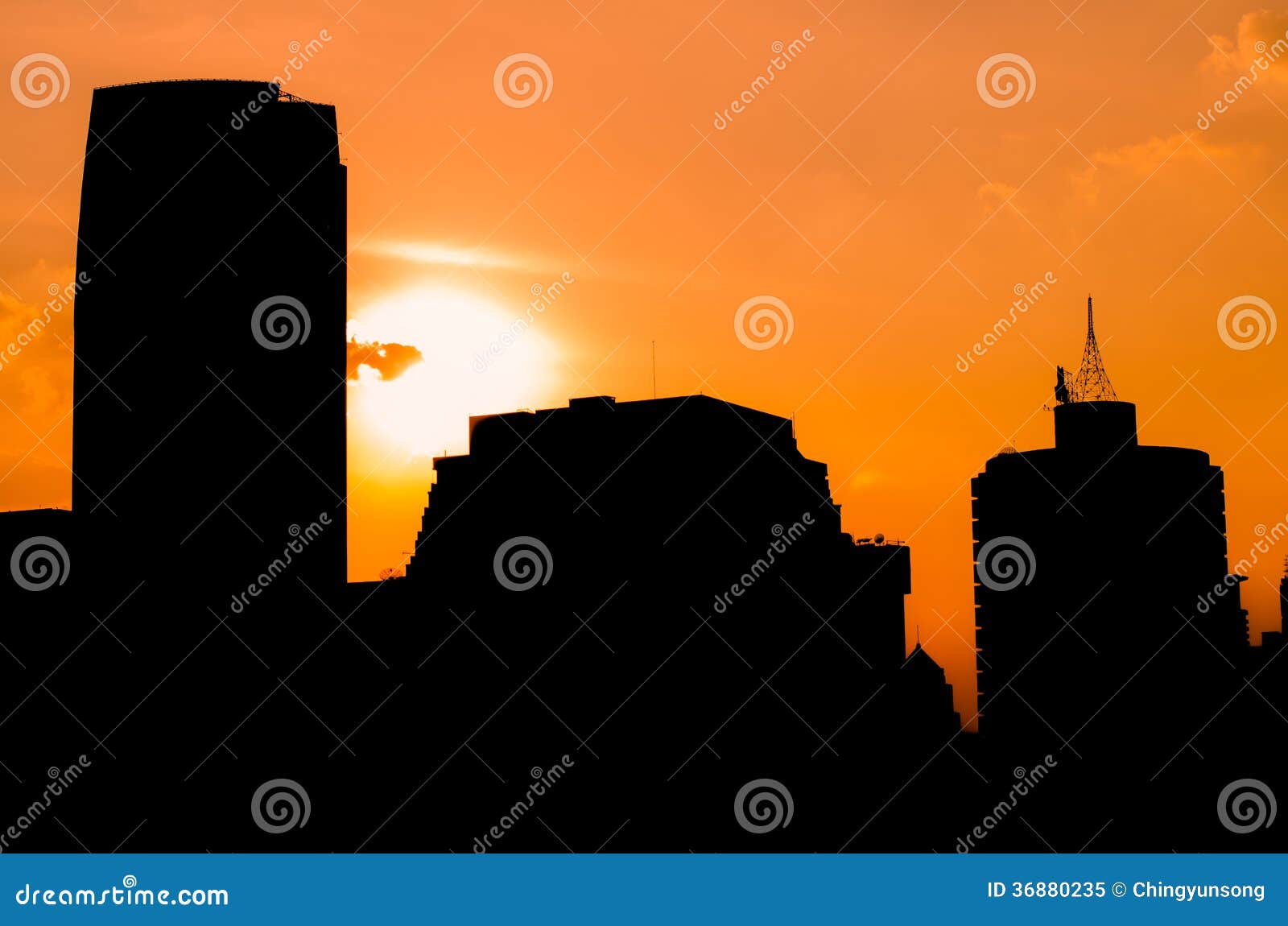 Backlight of a Building City Stock Image - Image of silhouette, sunset ...