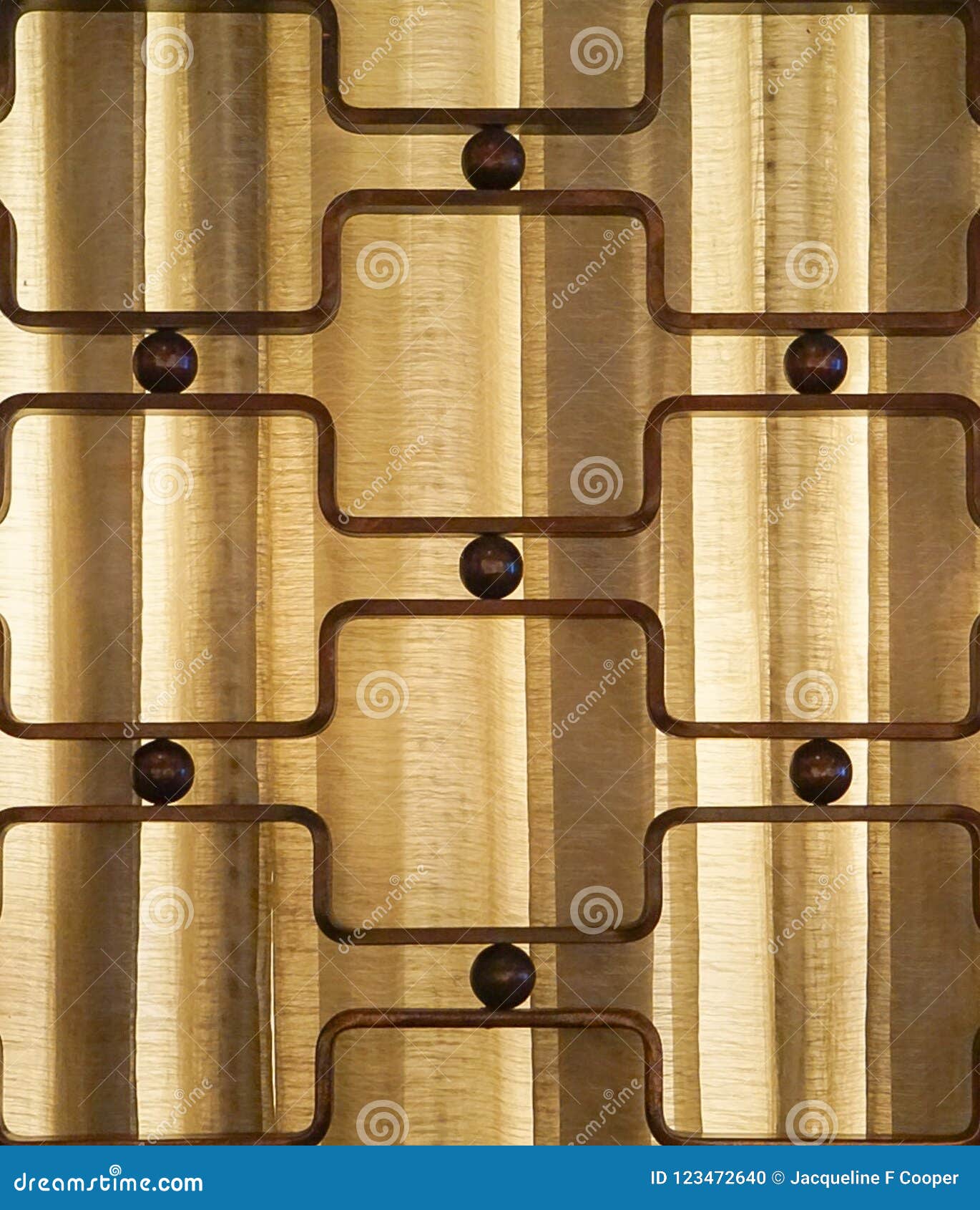A Backlight with Curtains and a Geometric Pattern with Metal Squares ...