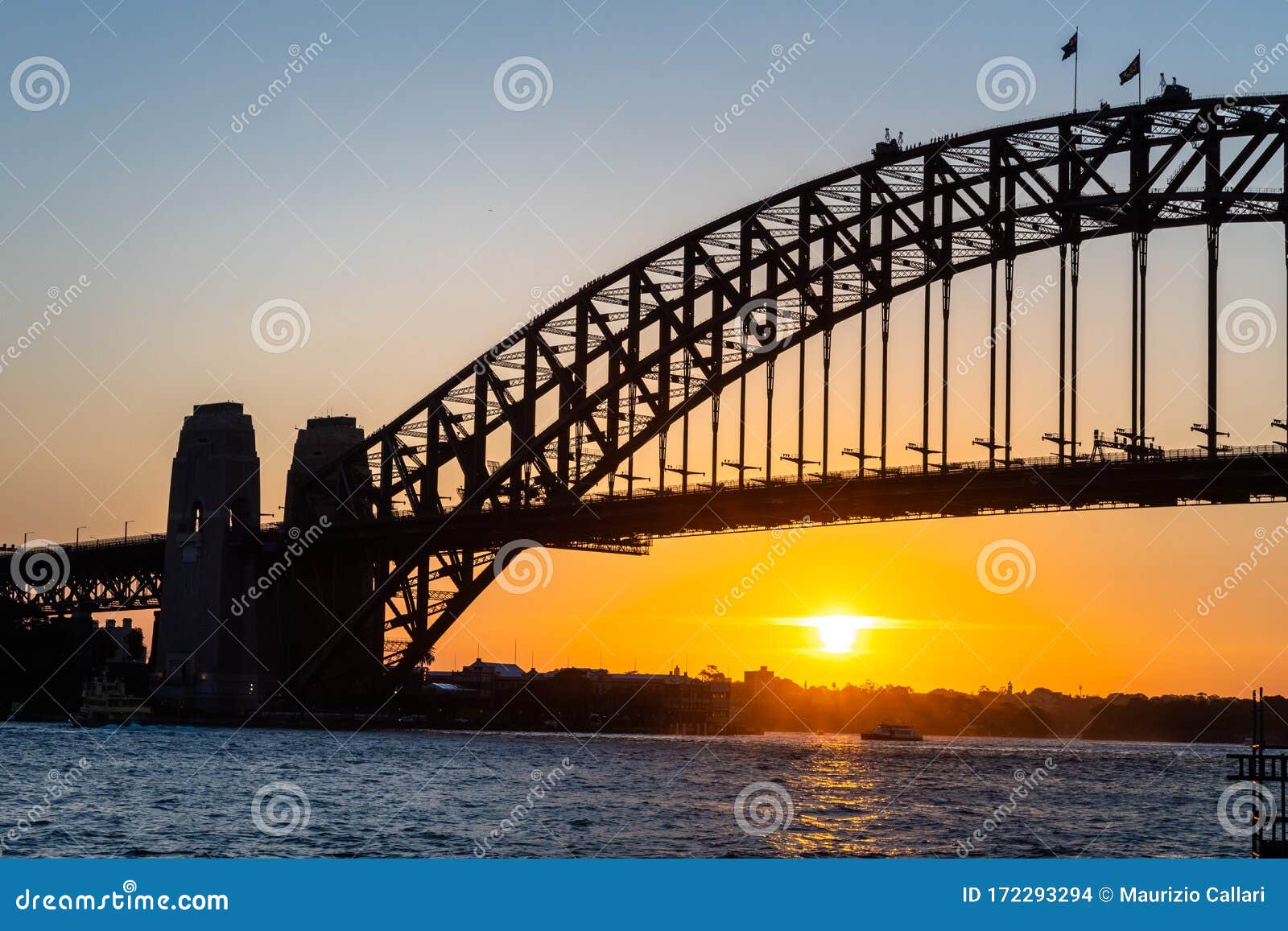 Backlight Photo of Harbour Bridge at Sunset, Sydney Stock Photo - Image ...