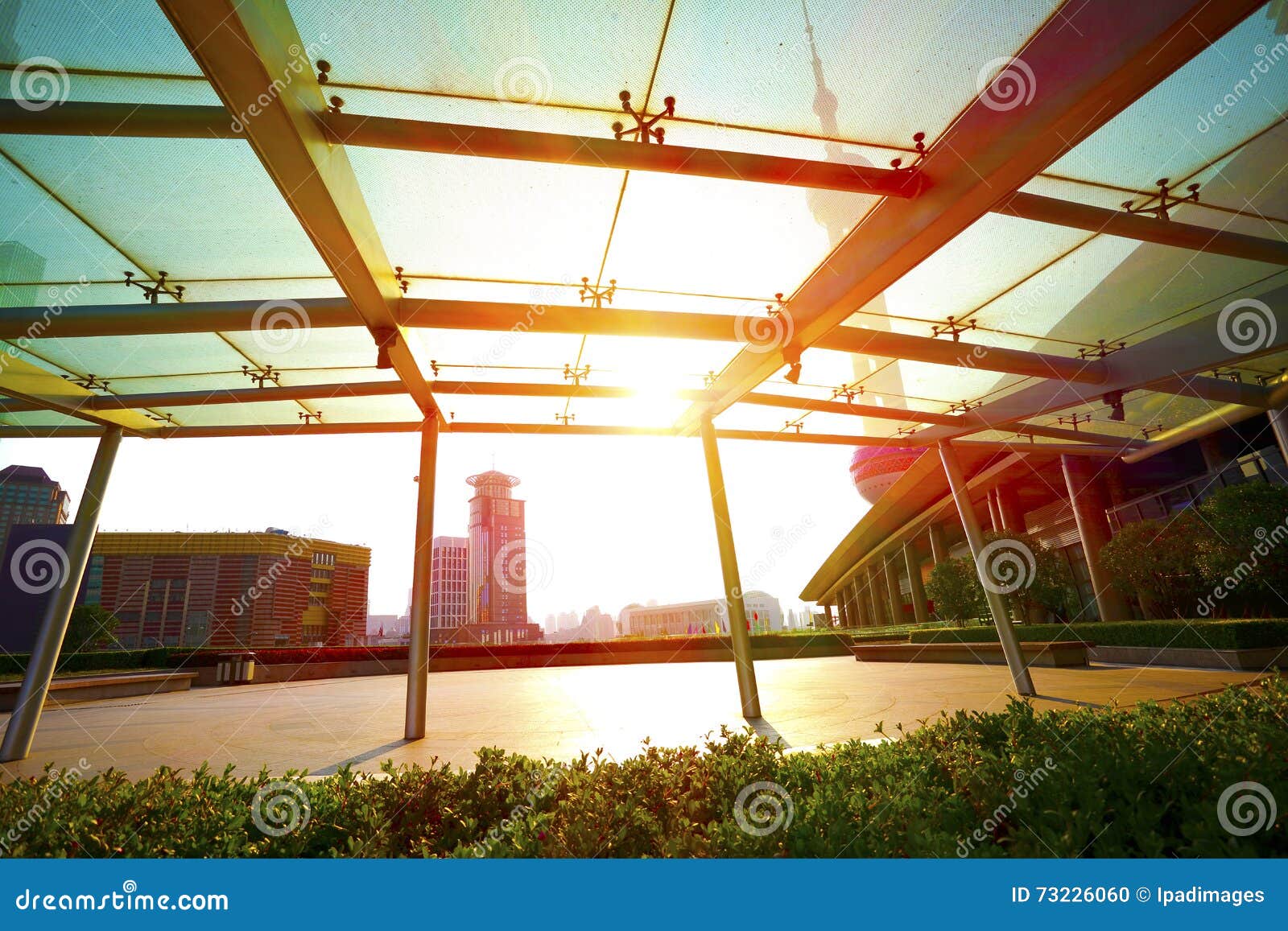 Backlight at Shanghai Modern Urban Architecture of Streetscape Stock ...