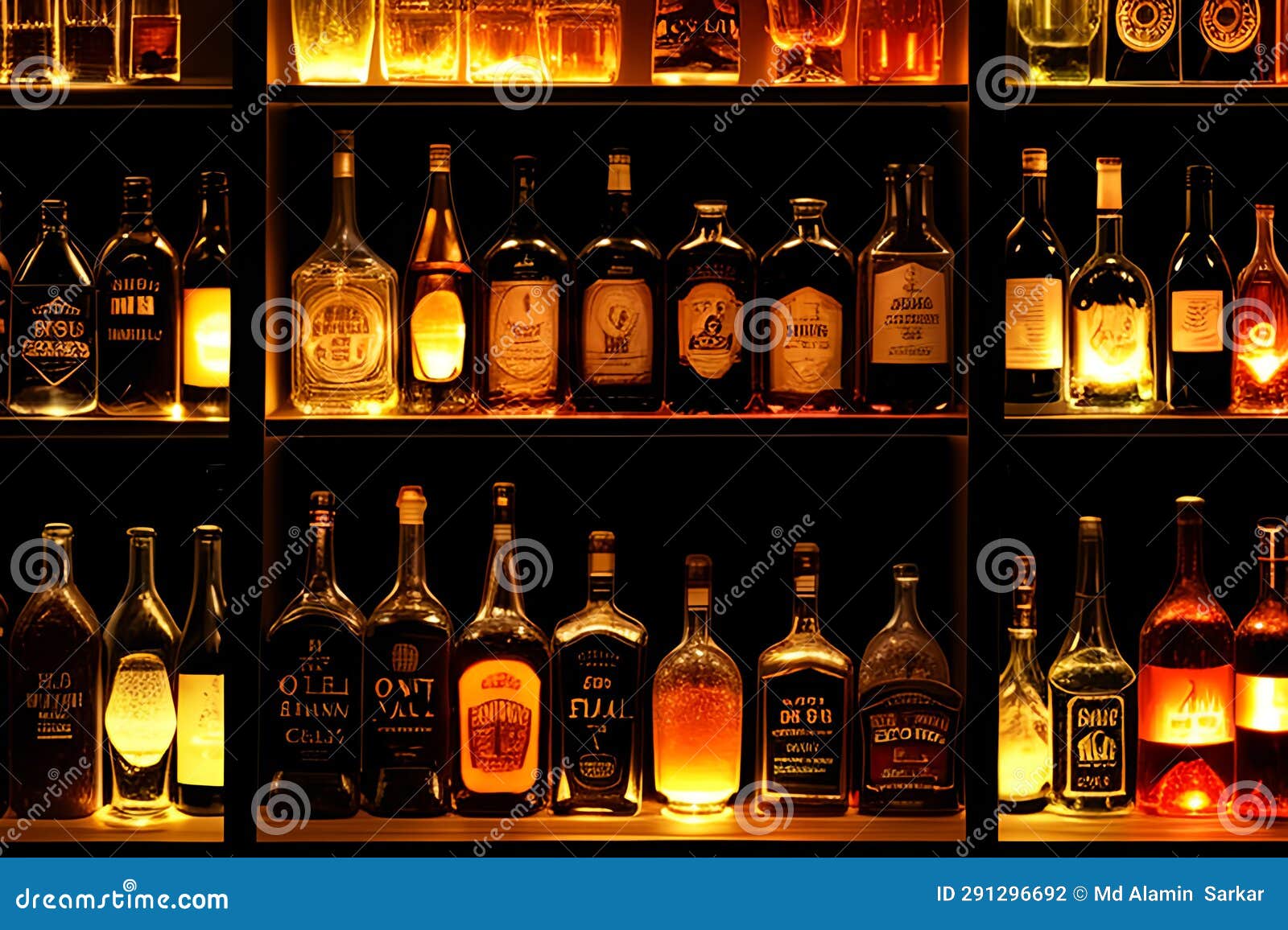 Backlighted Bottles Club Bar Background Stock Photo - Image of display ...