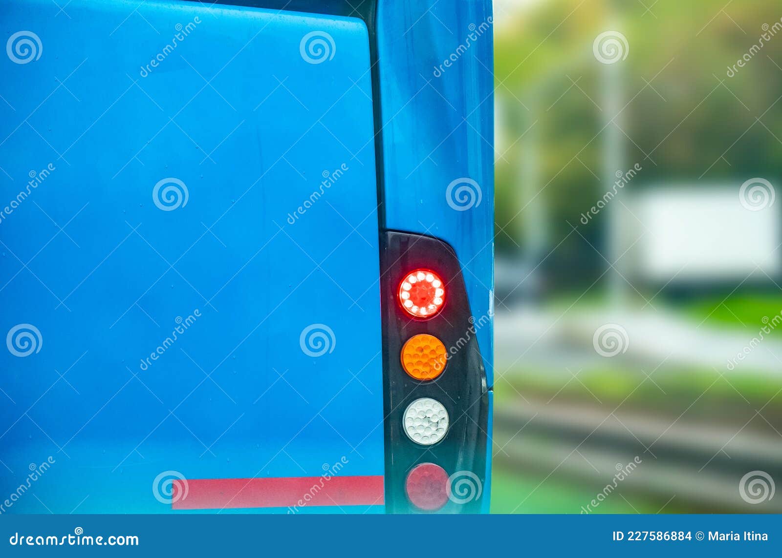 Backlights of a Blue Colored Bus Stock Photo - Image of camper ...