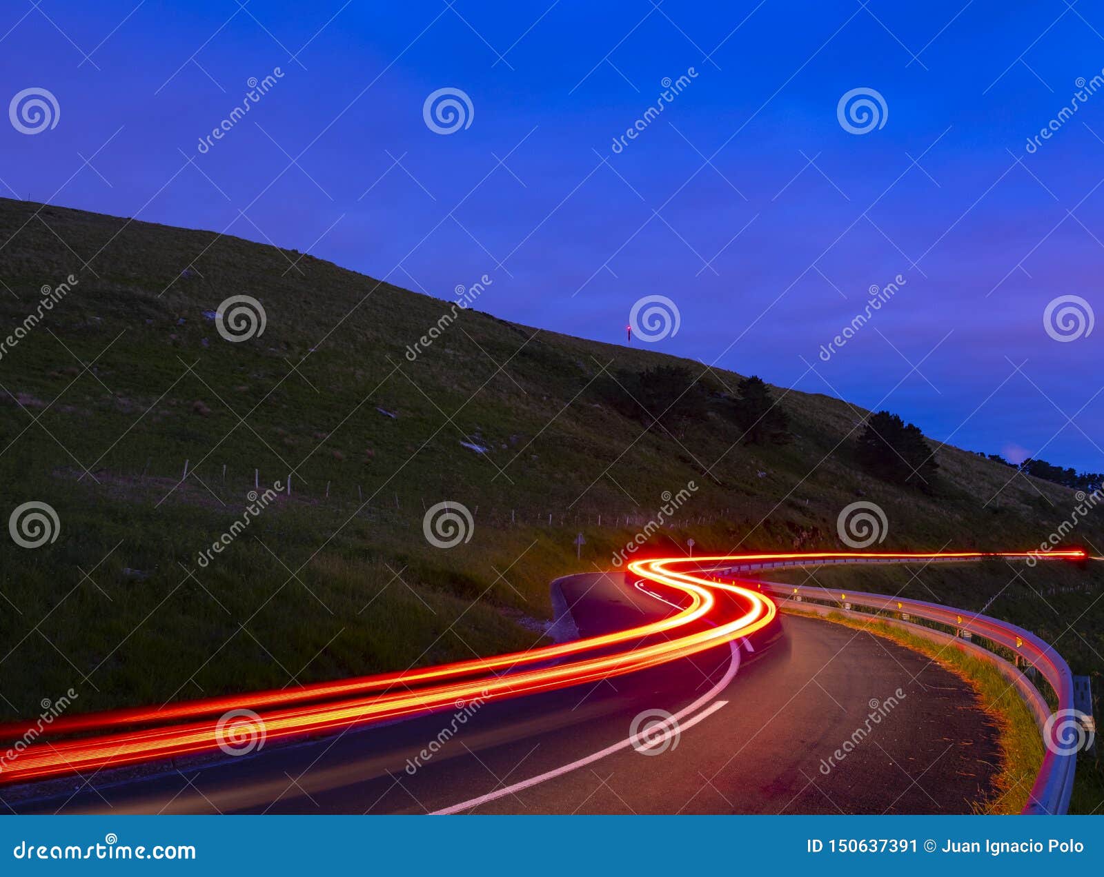 Backlights, Car Driving at Speed at Night on Road Stock Image - Image ...