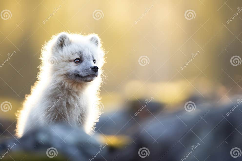 Backlit Arctic Fox with Translucent Ears Stock Photo - Image of fauna ...