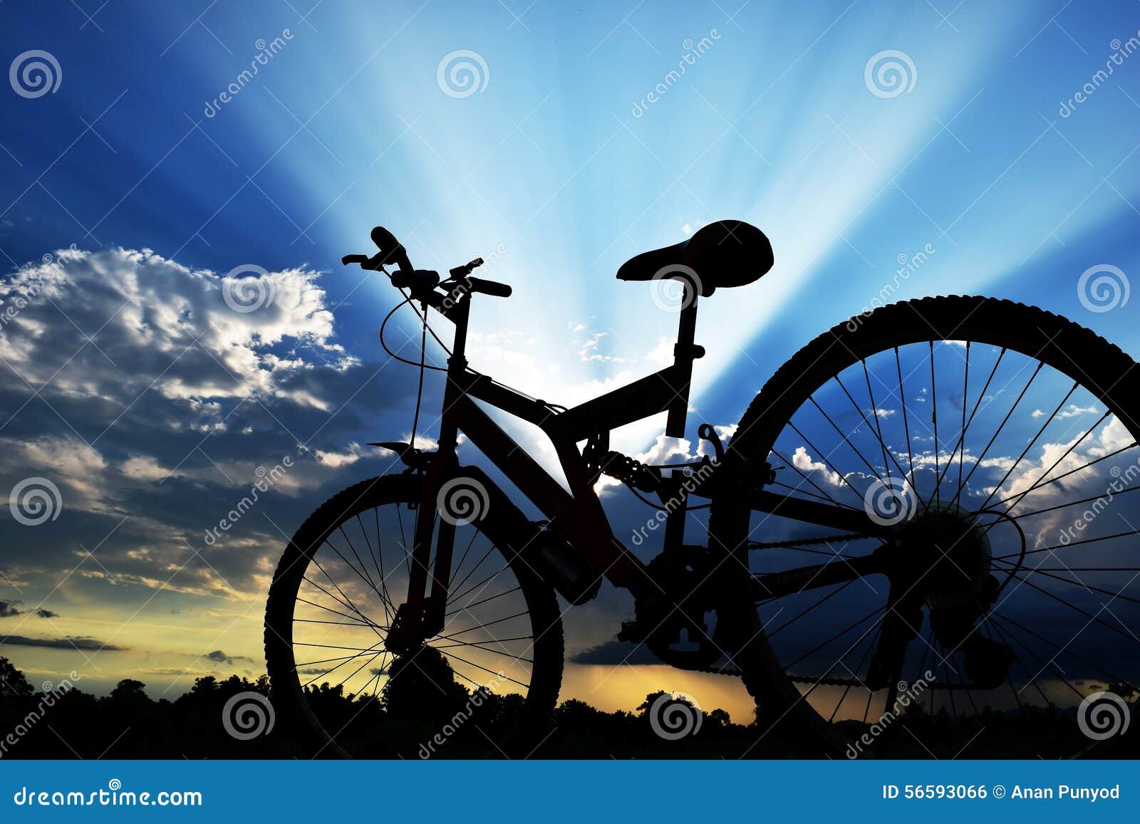 Backlit Bicycle and Blue Sky Sunlight in Evening Stock Photo - Image of ...