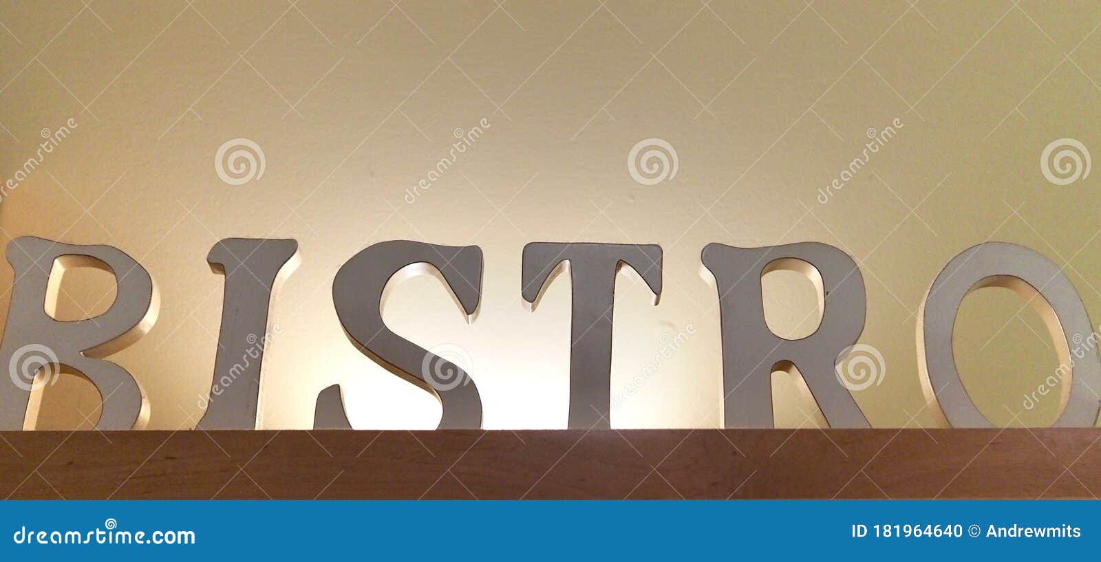 Backlit Bistro Dining Panorama Sign Stock Photo - Image of lighting ...