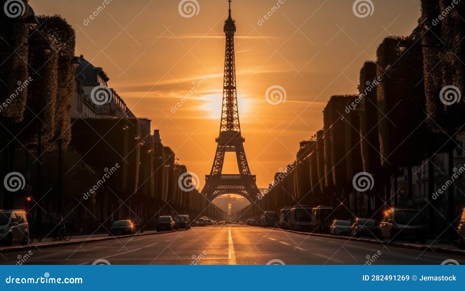 Backlit City Skyline at Dusk, Famous Landmark Illuminated in Twilight ...