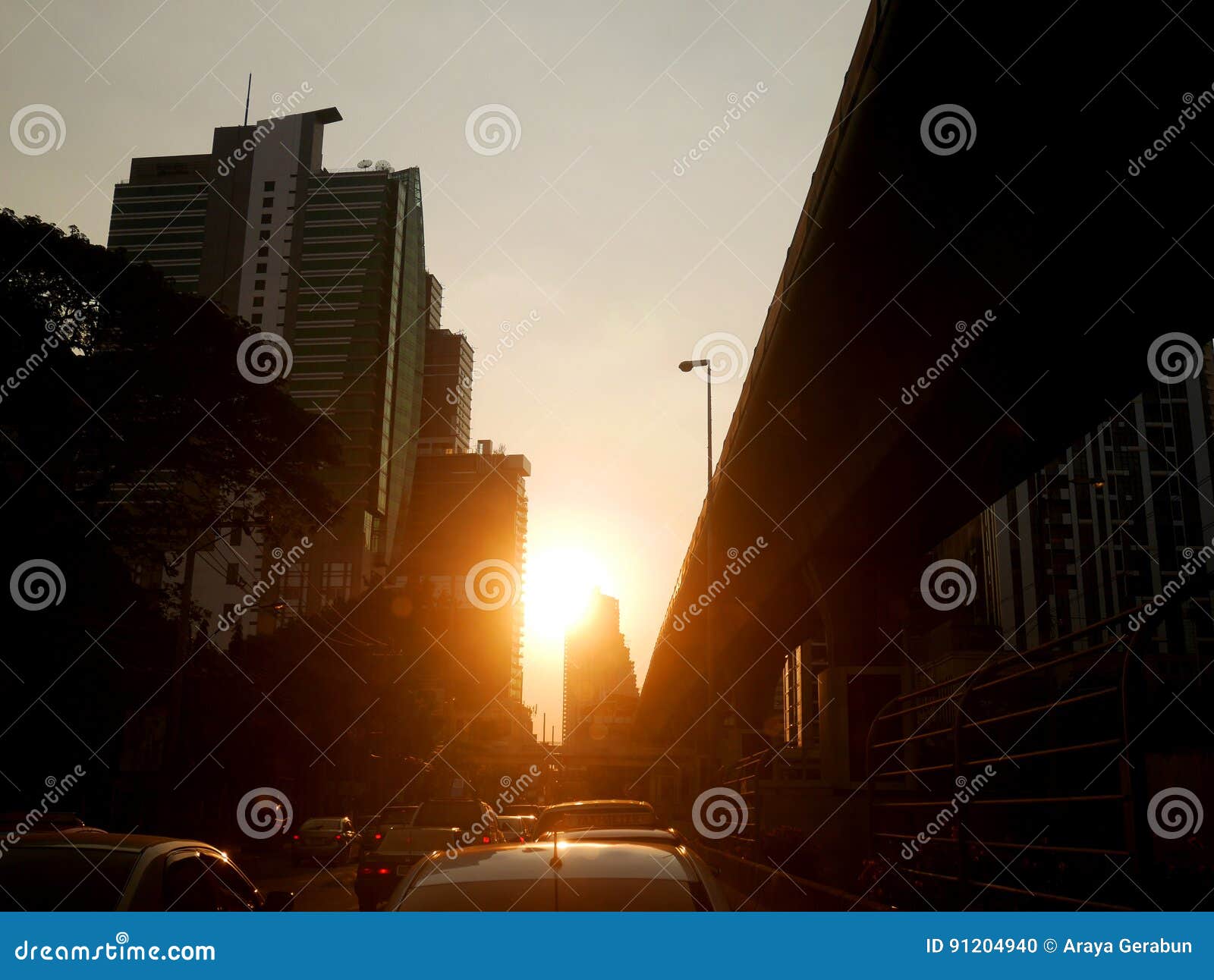 Backlit Cityscape of Bangkok, Thailand Stock Photo - Image of landmark ...