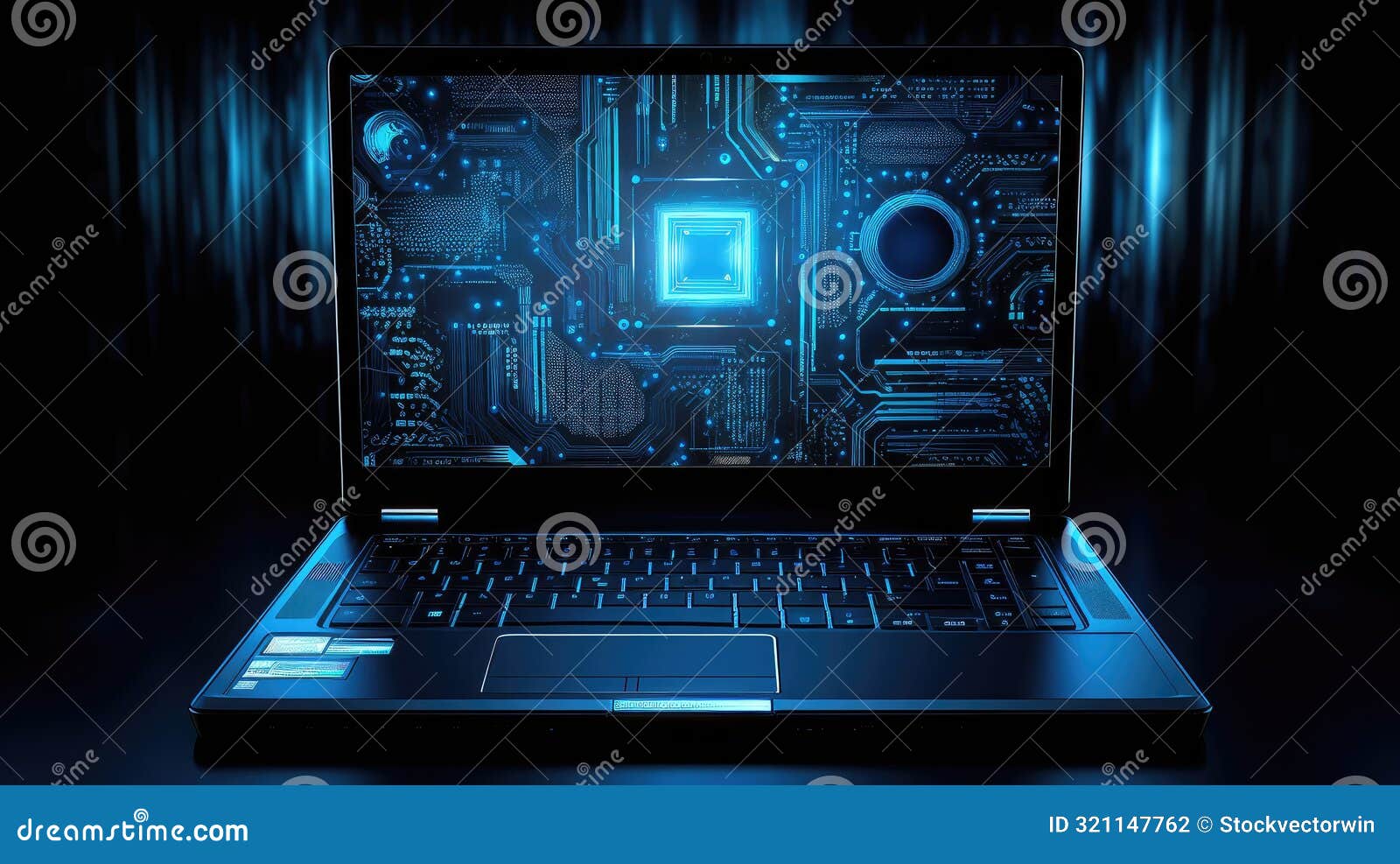 Backlit dark blue tech stock illustration. Illustration of circuit ...