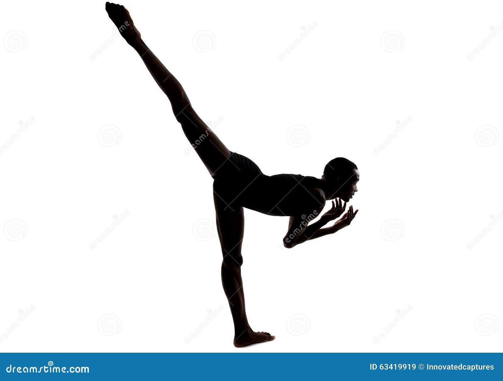 Backlit Flexible Dancer Silhouette Stock Image - Image of exercise ...