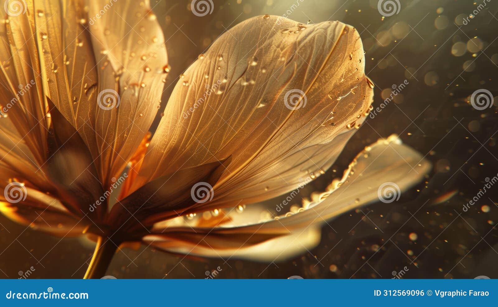 Backlit Flower with Water Droplets in Golden Light Stock Photo - Image ...