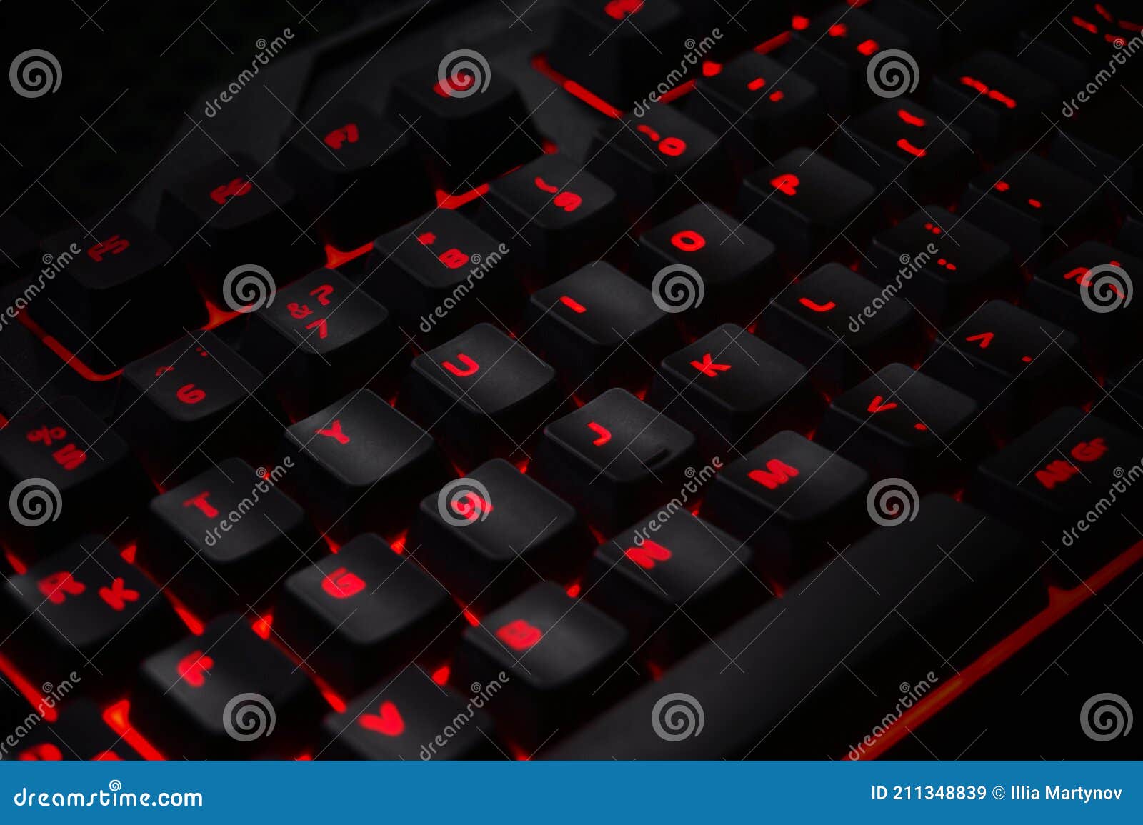 Backlit Gaming Keyboard Close Up Stock Image - Image of dark, letters ...