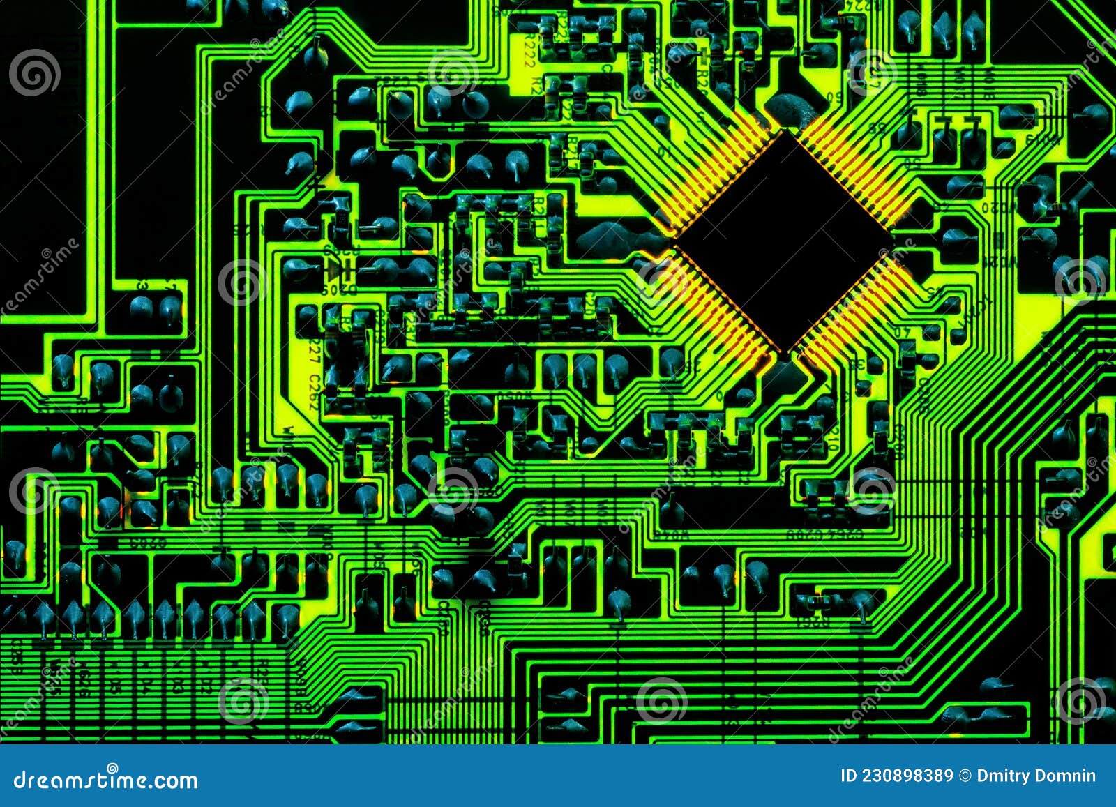 Backlit Green Printed Circuit Board Stock Image - Image of horizontal ...