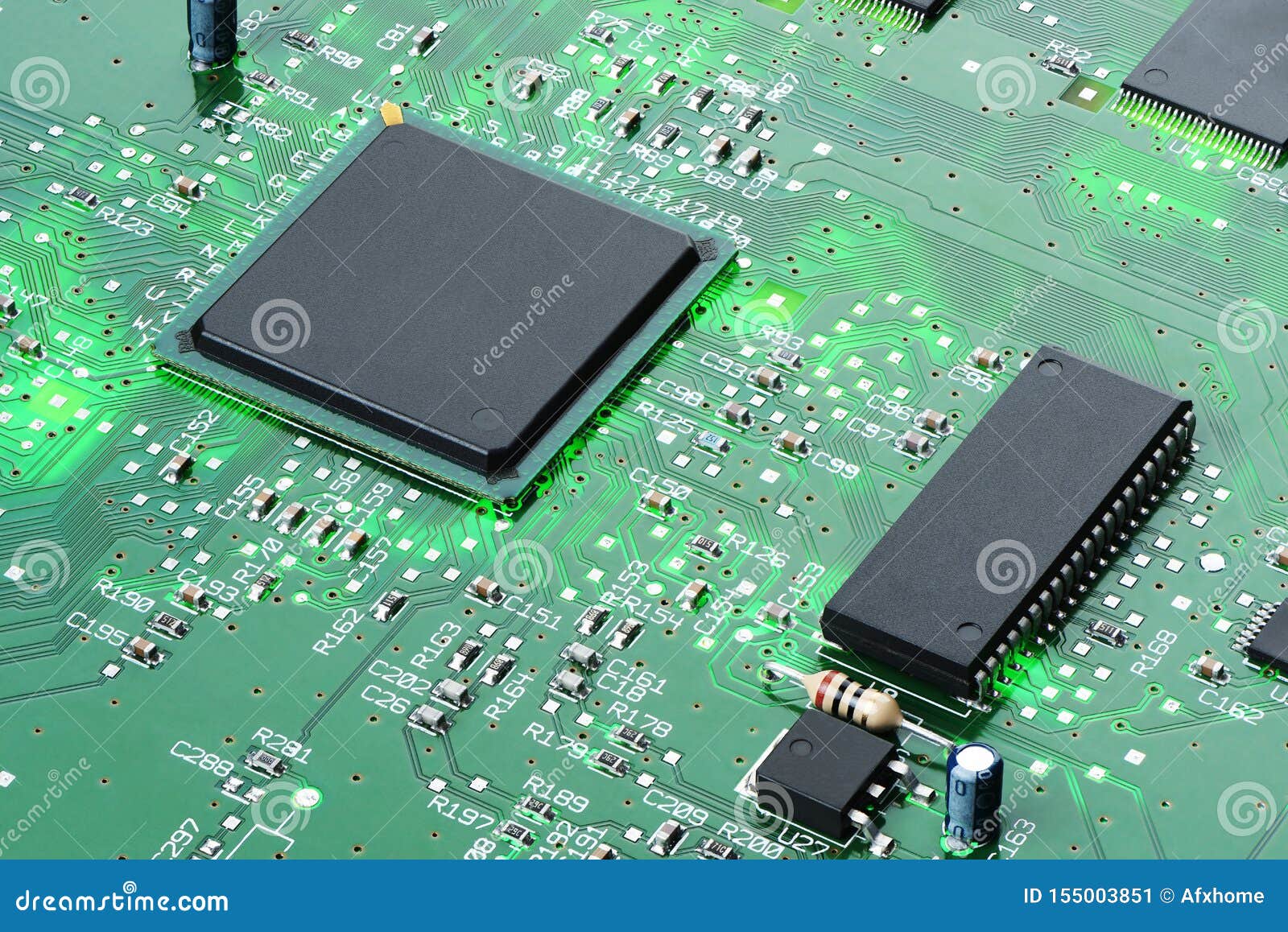 Backlit Green Printed Circuit Board with the Processor Stock Image ... Backlit Green Printed Circuit Board with the Processor Stock Image ...
