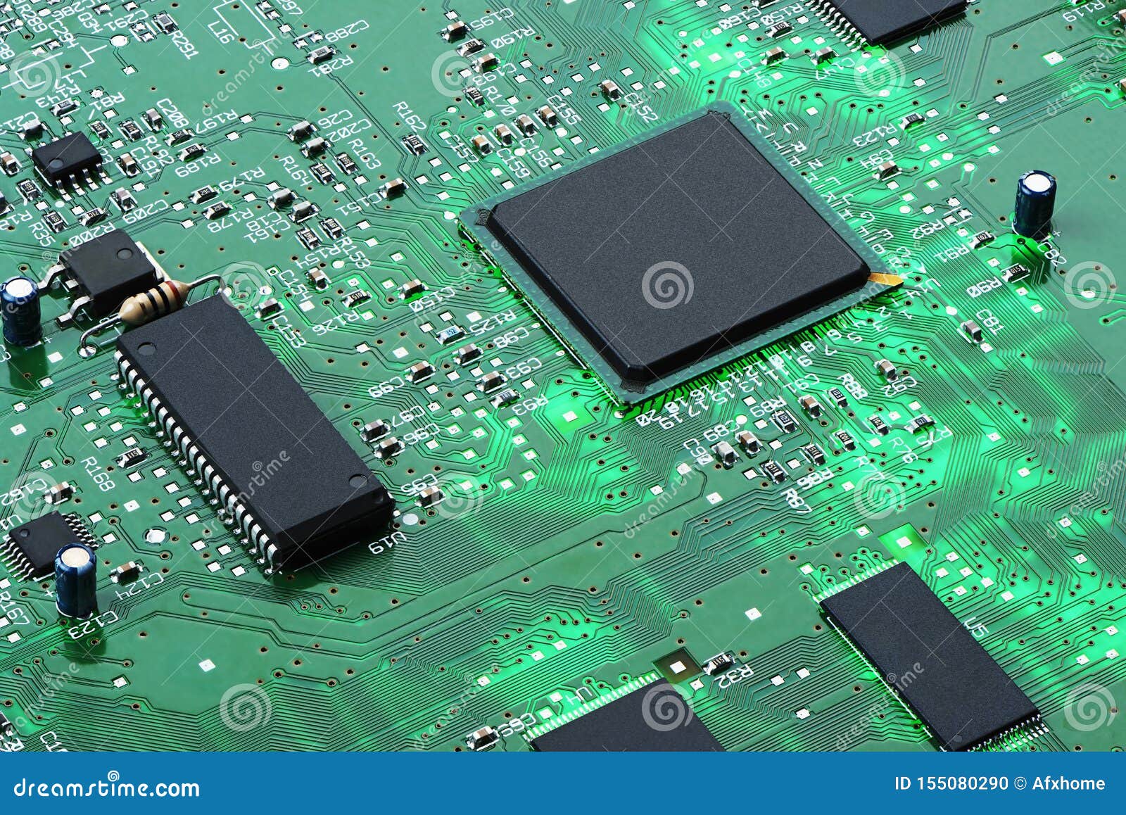 Backlit Green Printed Circuit Board with the Processor Stock Photo ... Backlit Green Printed Circuit Board with the Processor Stock Photo ...
