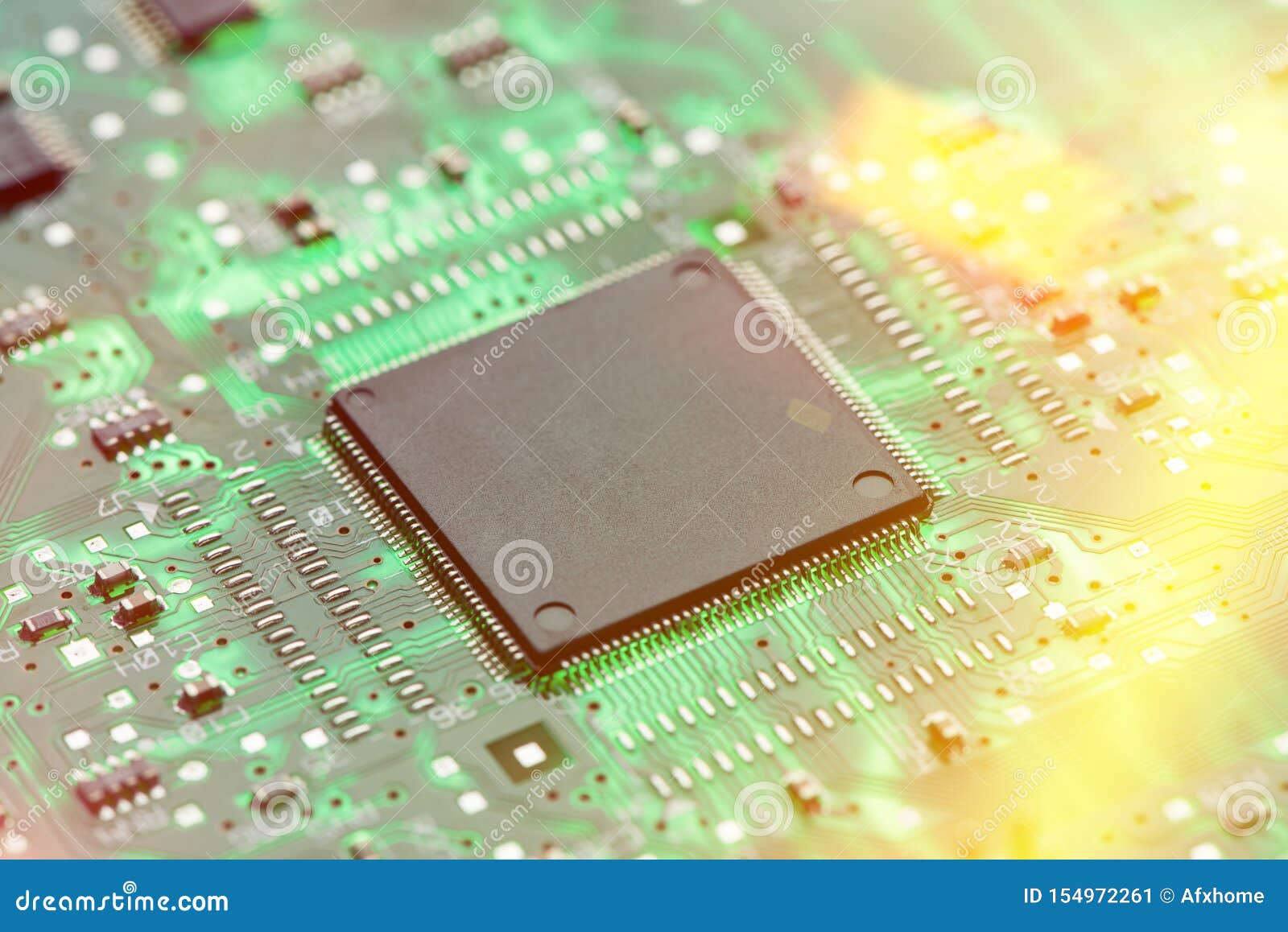 Backlit Green Printed Circuit Board with the Processor is Burning ... Backlit Green Printed Circuit Board with the Processor is Burning ...