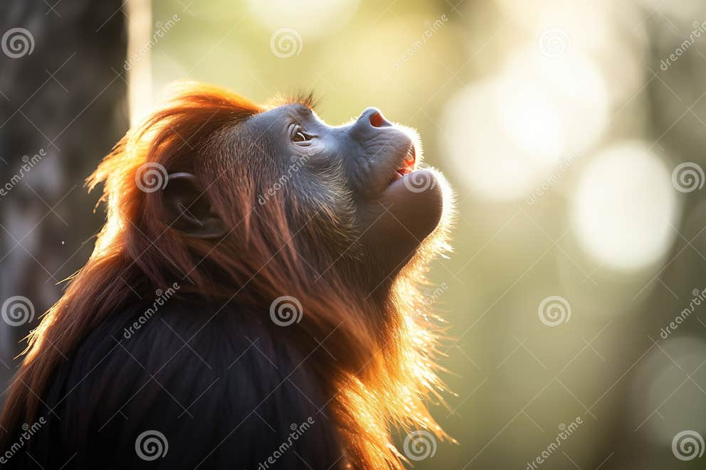 Backlit Howler Monkey with Breath Visible during Call Stock Image - Image of howler, breath ...