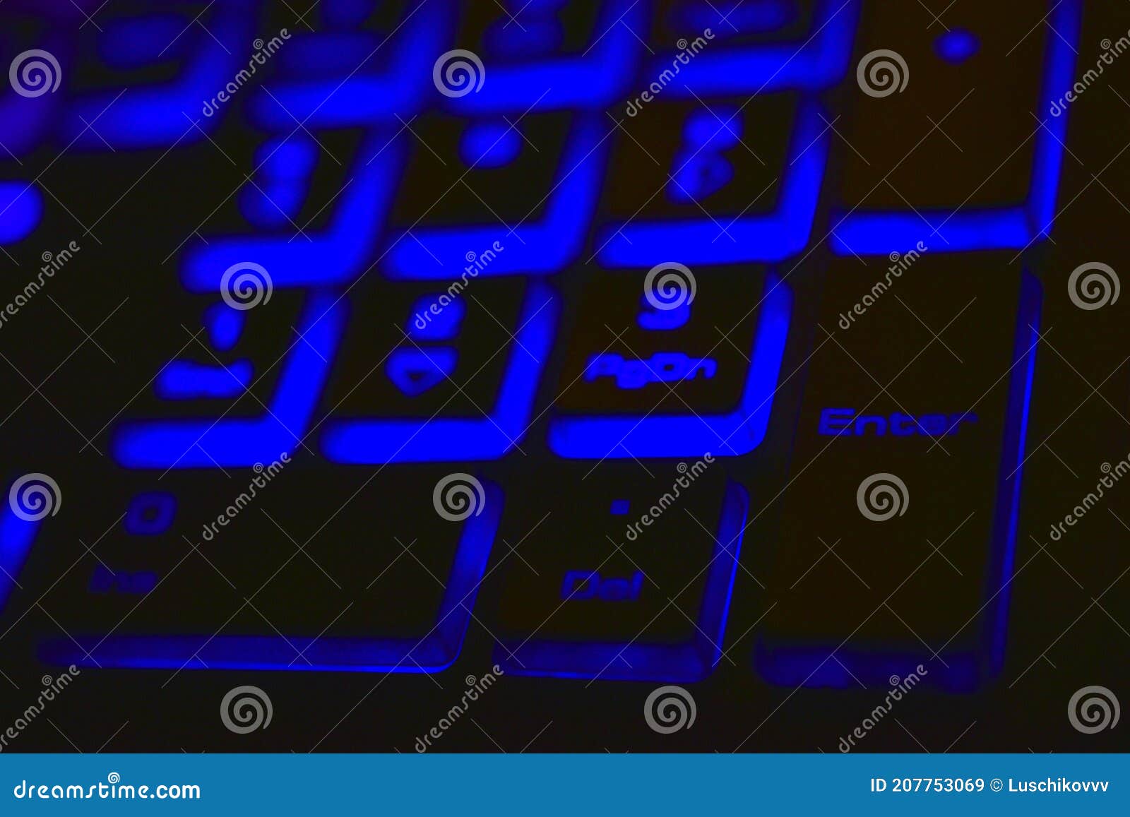 Backlit Keyboard in the Dark Shift and Enter Stock Image - Image of ...