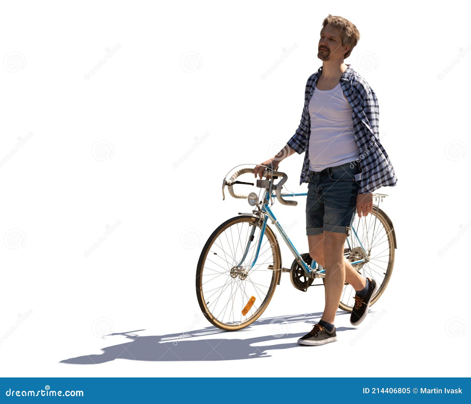 Backlit Man Walking with a Bicycle Stock Image - Image of backlight ...
