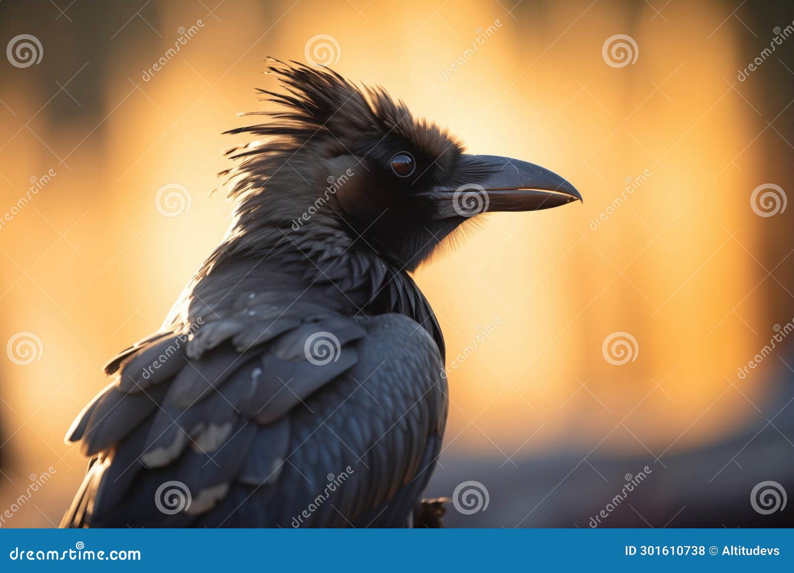 Backlit Raven with Sunlight Outlining Its Body Stock Photo - Image of ...