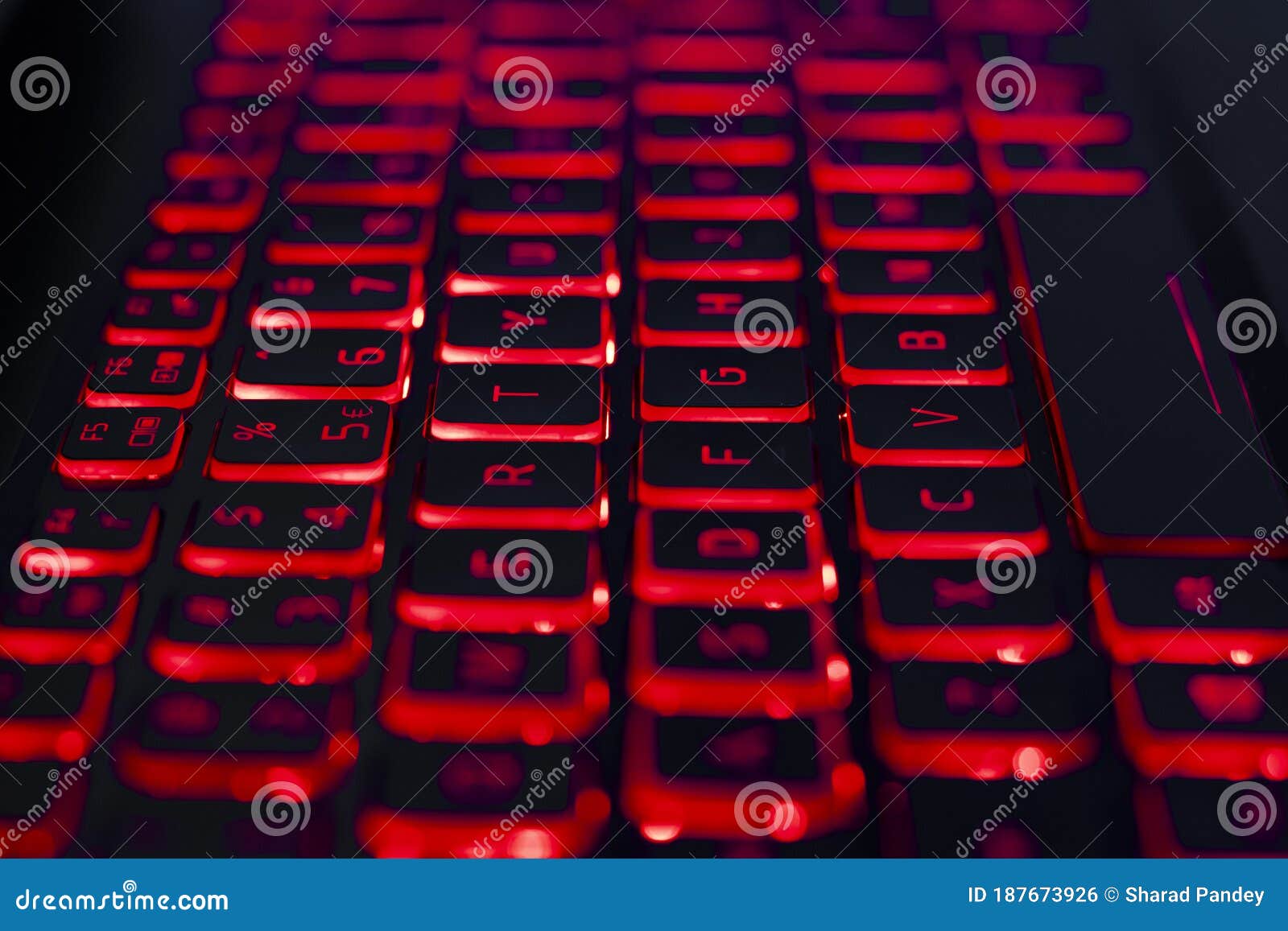Backlit red keyboard stock photo. Image of interior - 187673926