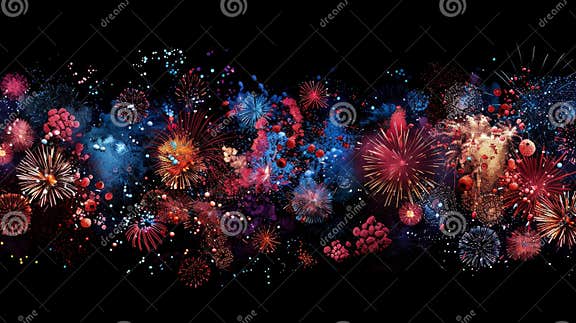 Backlit Silhouette of Fireworks Exploding in a Dazzling Display of ...