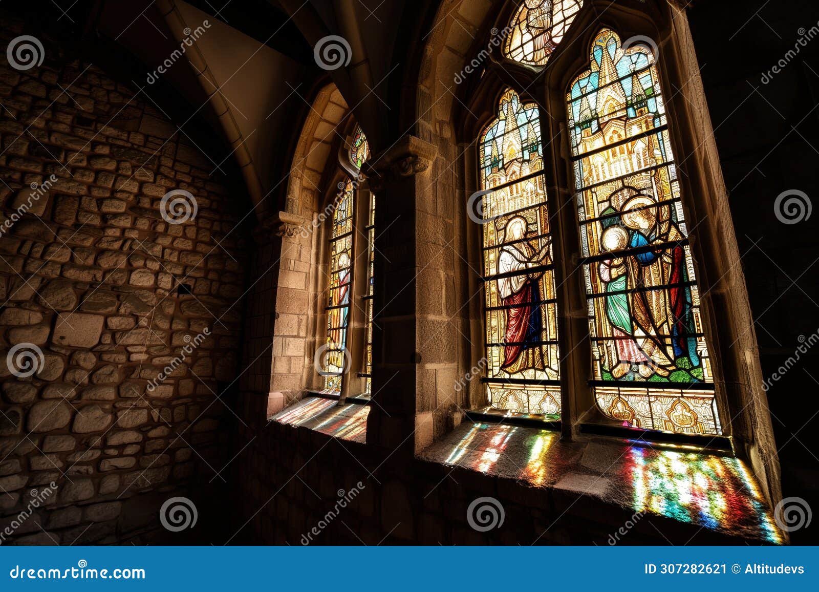 Backlit Stained Glass in Castle Windows Stock Image - Image of pattern ...