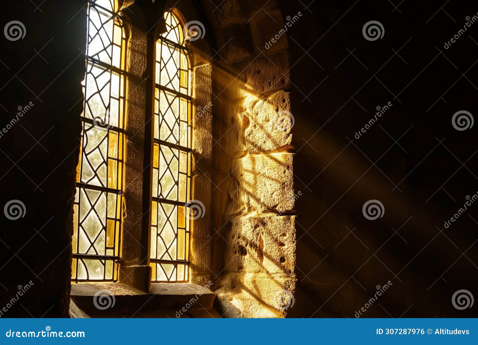 Backlit Stained Glass in Castle Windows Stock Photo - Image of ...